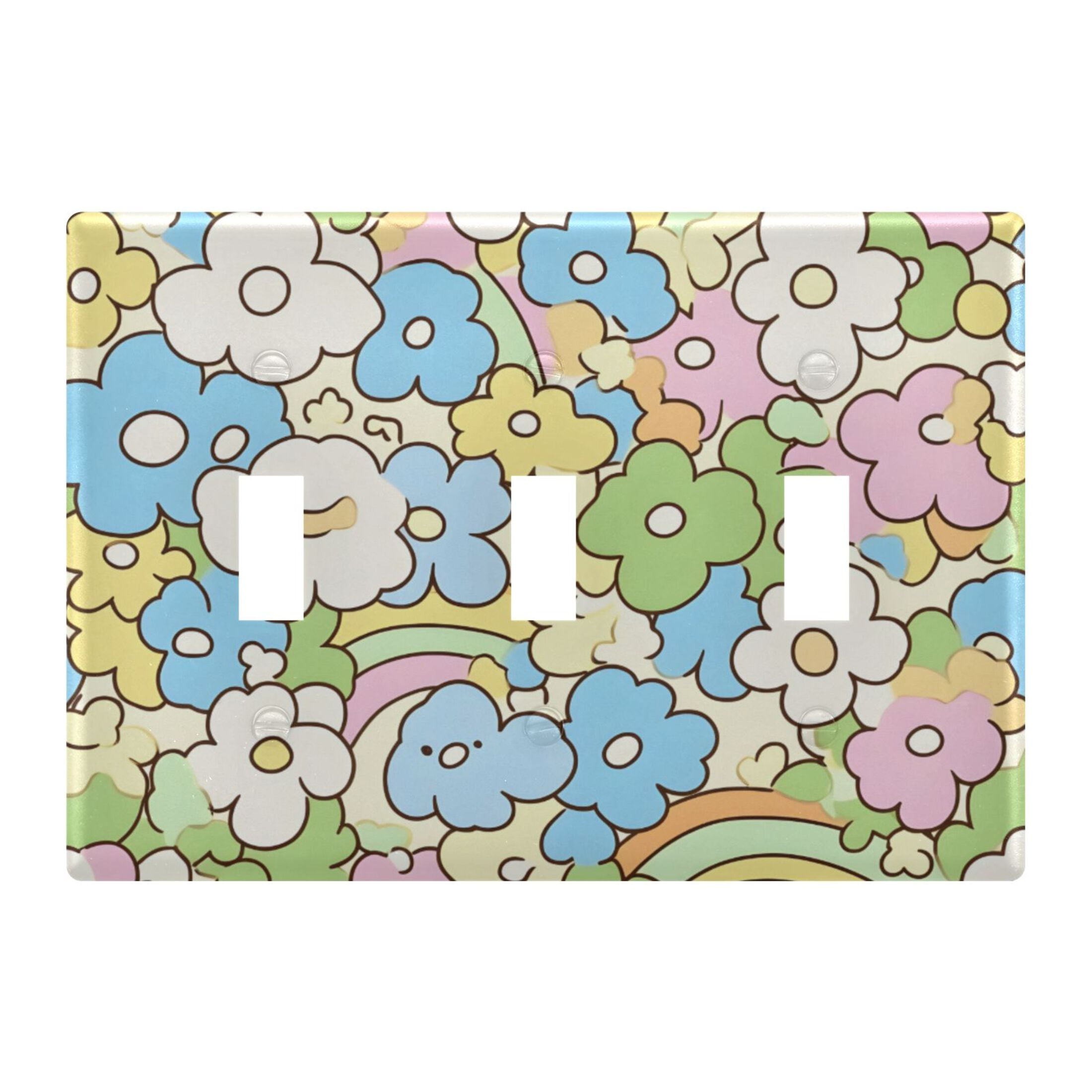 Haosy Light Switch Cover Plate 3 Gang Electrical Outlet Covers Cartoon ...