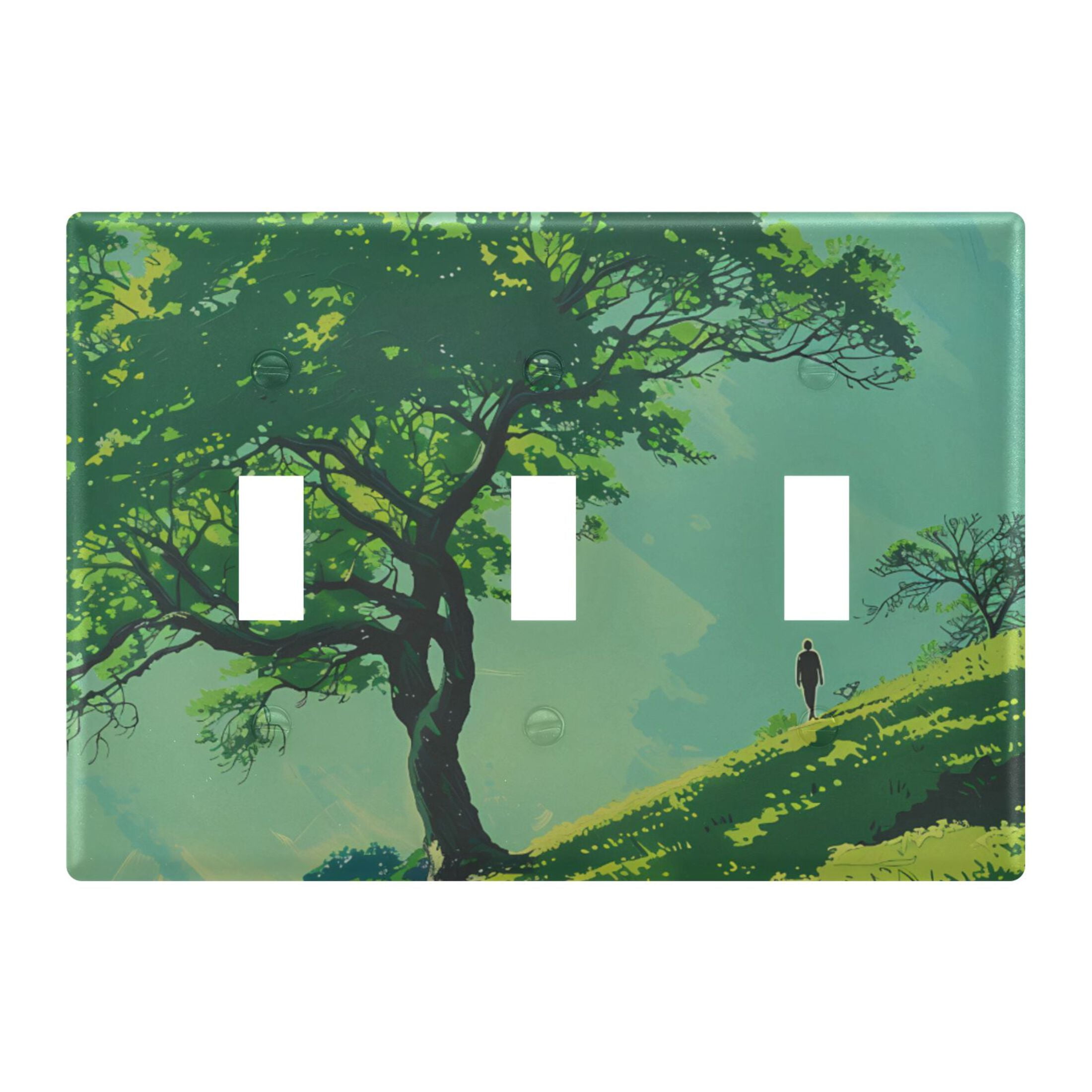 Haosy Light Switch Cover Plate 3 Gang Electrical Outlet Covers Oak Tree ...