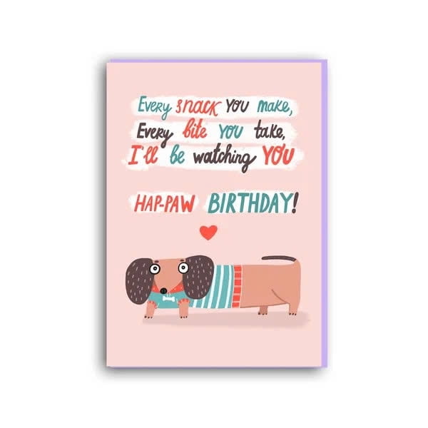 Hap-Paw Birthday Card for Dog Lovers – Cute Dachshund Design – Blank ...