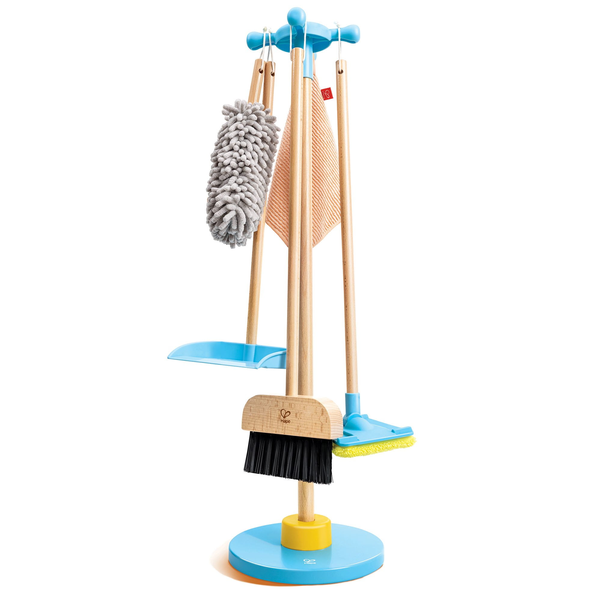 Hape: Clean Up Broom Set - 6pc, Yellow & Blue, Wooden Cleaning Toy ...