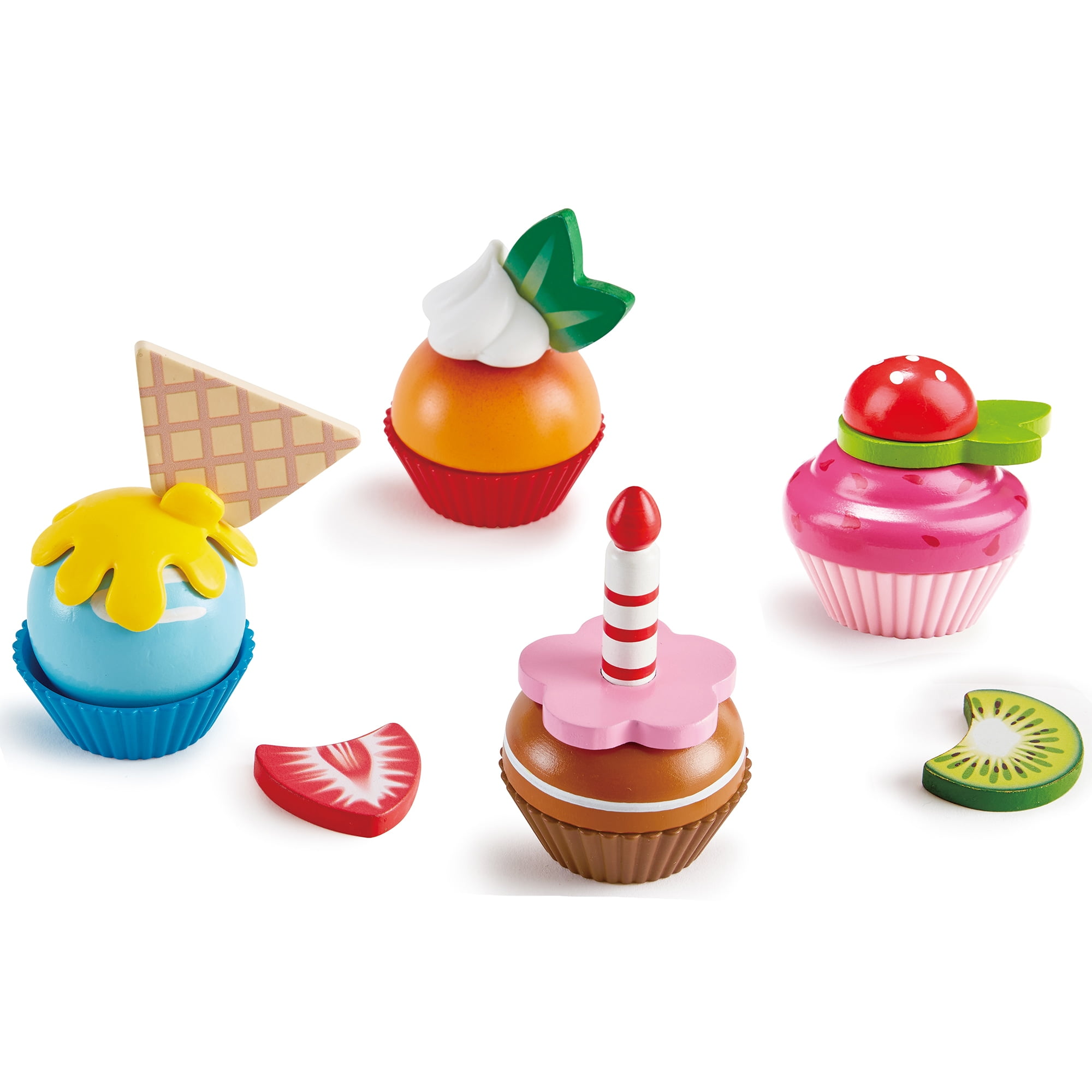Hape: Cupcakes - 18pcs, Colorful Wooden Desserts Playset, Mix & Match ...