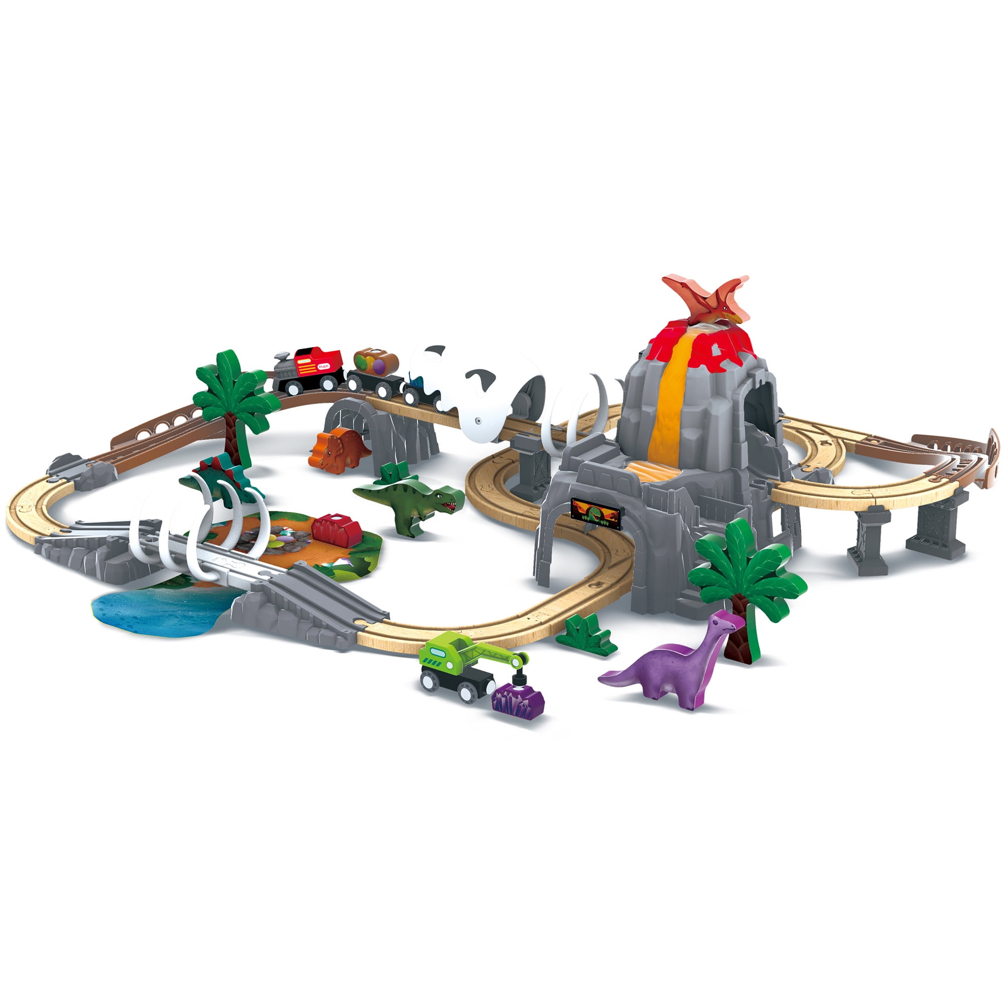 Hape: Dinosaur Railway Adventure Set - 61pc Train Playset, Glow-In-The ...