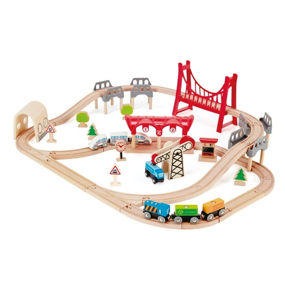 Hape E3712 Double Loop Railway Kids Wooden Train Play Set with Track ...