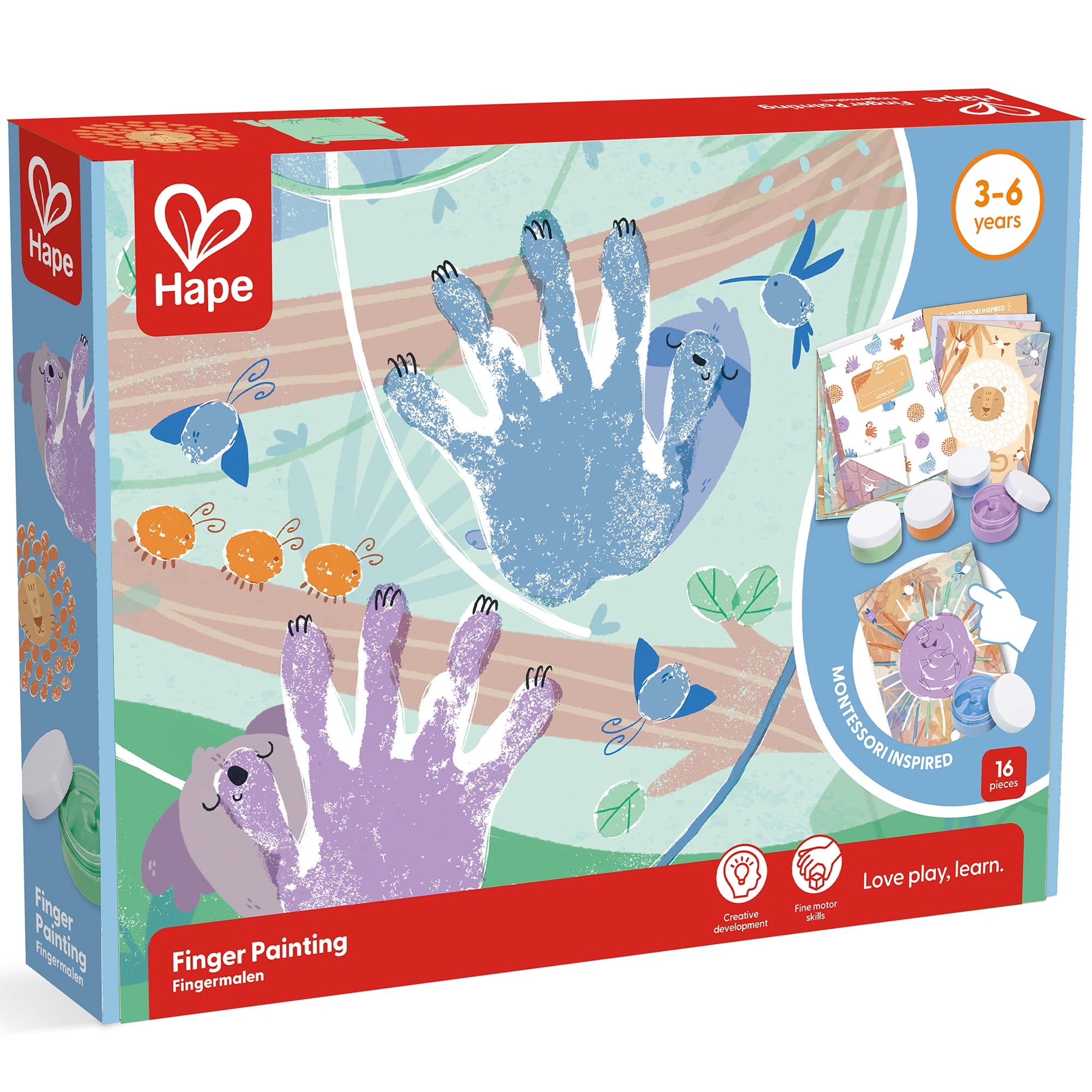 Hape: Finger Painting - 16pc Art Set, Animal & Nature Theme, Artbook ...