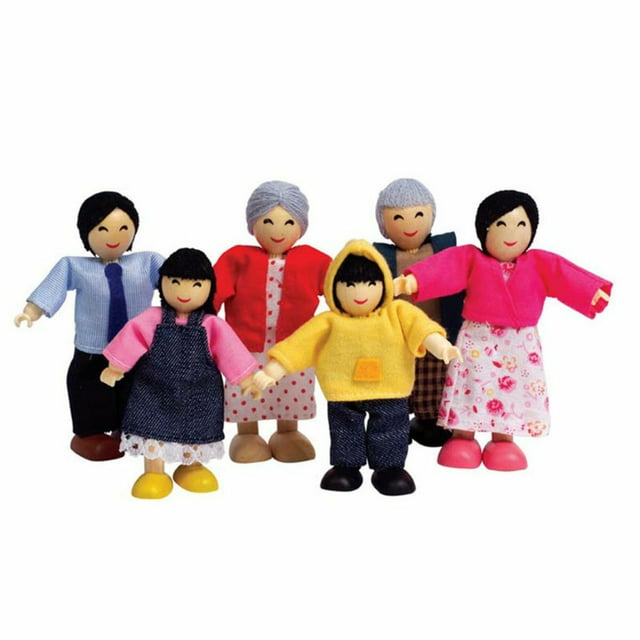 Hape Happy Family Dollhouse Set with 6 Asian Dolls, Kids Ages 3 ...