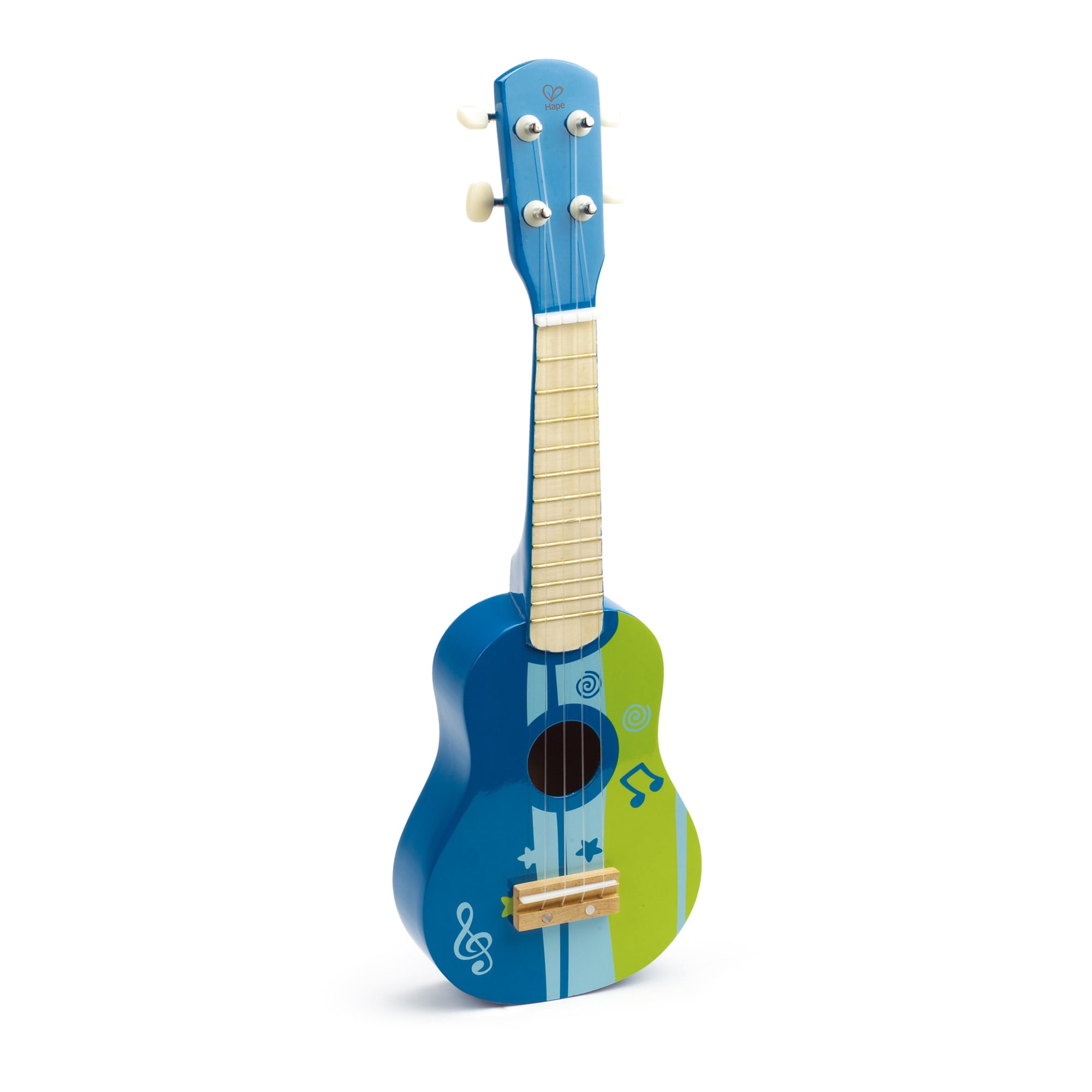 Hape Kid's Wooden Toy Ukulele 21" Blue/Green for Preschool & Toddler ...
