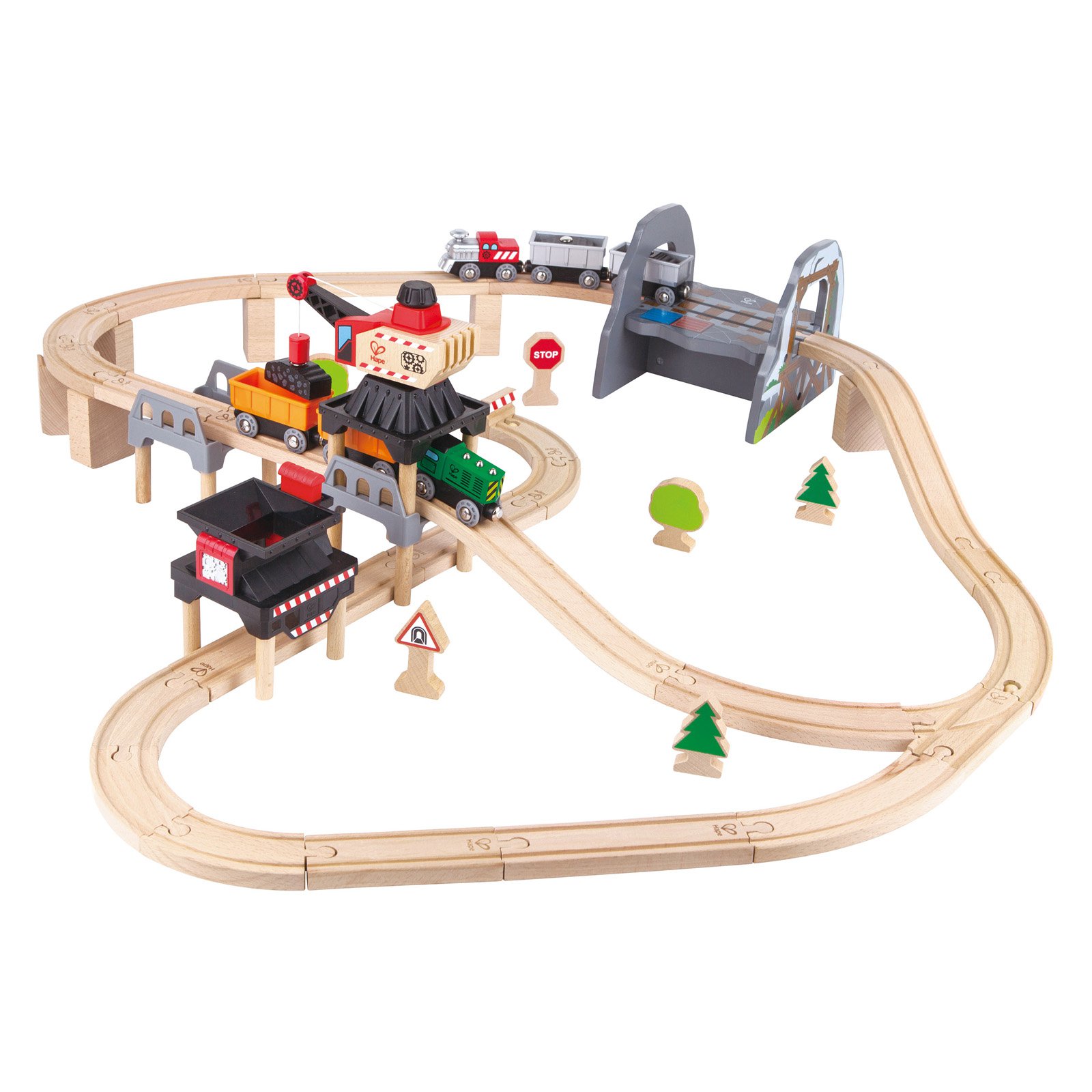 Hey! Play! Wooden Train Set & Table for Kids - Complete Set with 75 ...