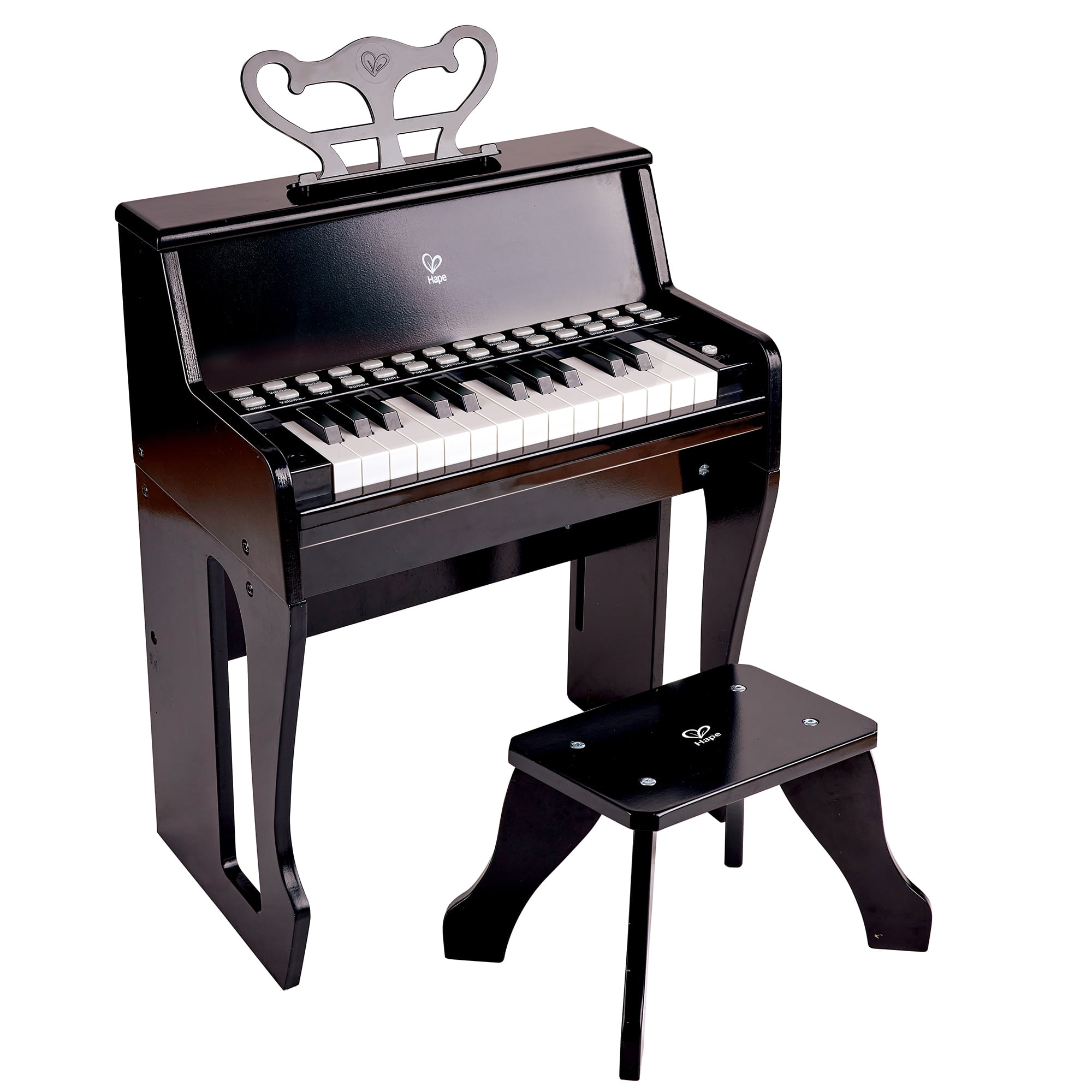 Open Box Hape: Learn With Lights Piano w/ Stool - Black - Wooden ...