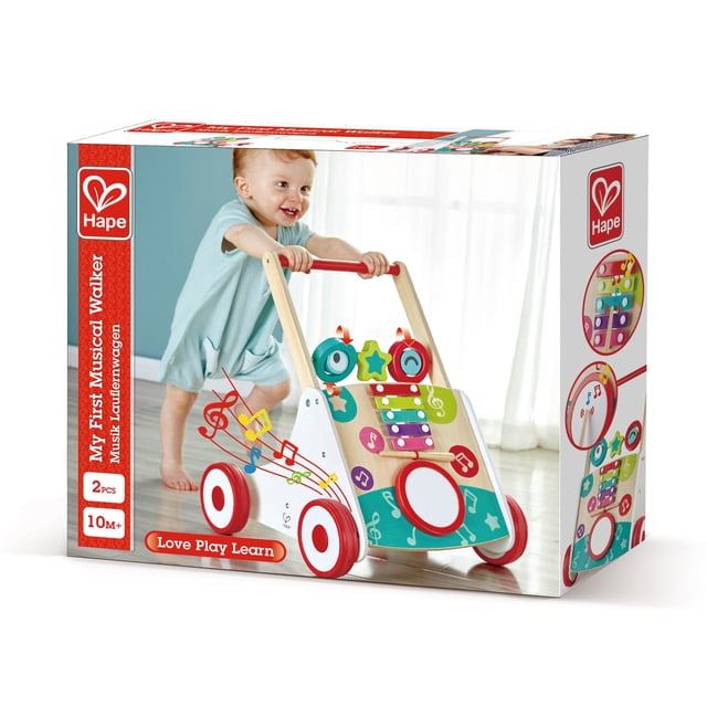 Hape My First Musical Walker Wooden Push & Pull Learning Toy for Baby & Toddler - Walmart.com