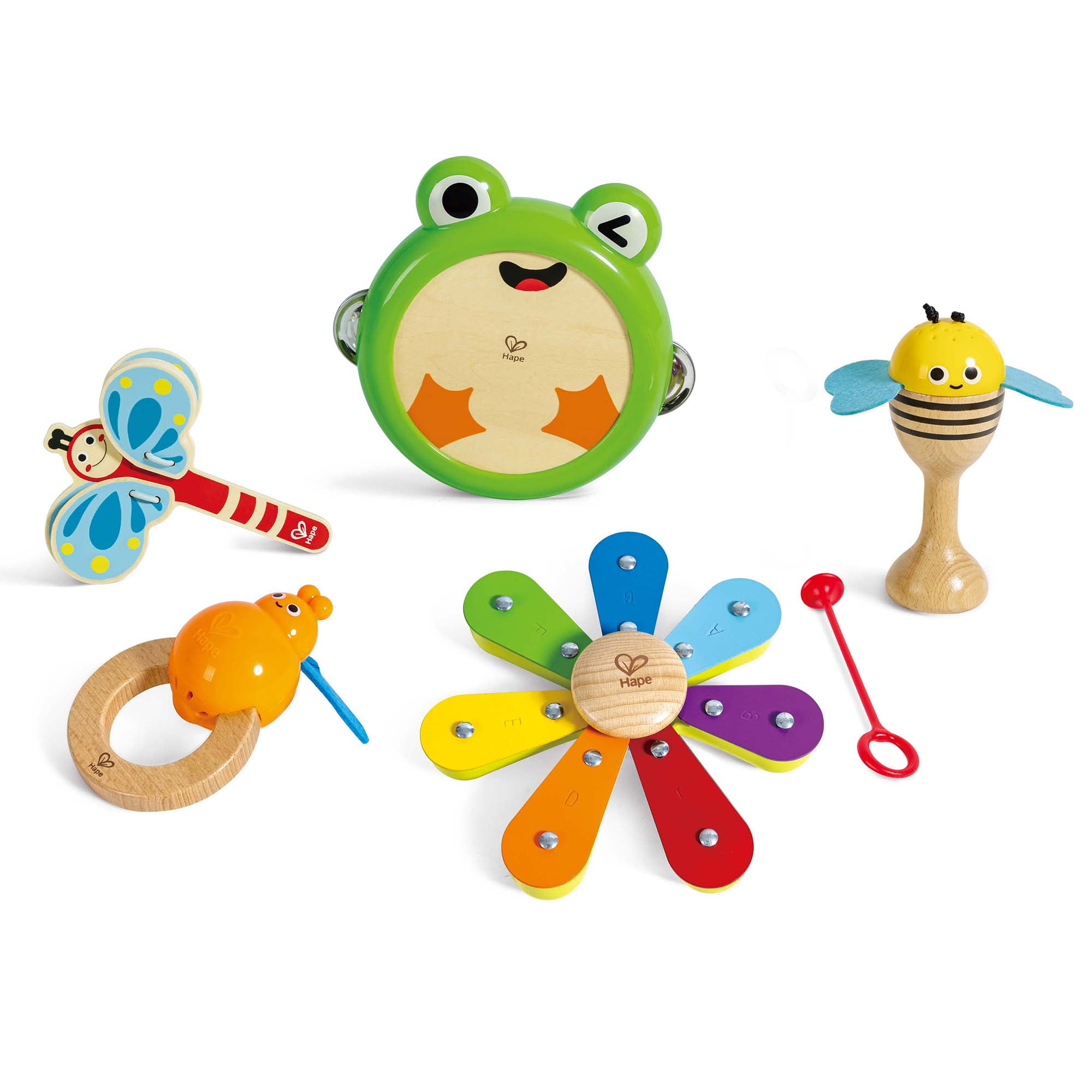 Hape: Nature Band Rhythm Kit - 5pc Music Instrument Toy Set, Colorful ...