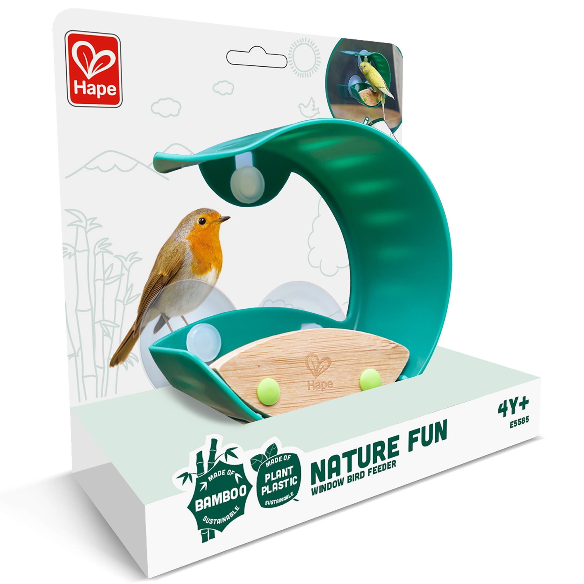 Hape: Nature Fun - Window Bird Feeder - Bamboo & Plant Based Plastic ...