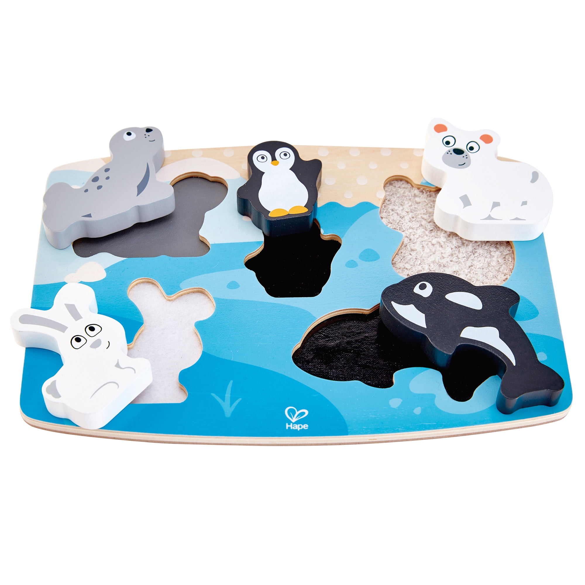 Hape: Polar Animal Tactile Puzzle - 6pc Wooden Sensory Toy, Discovery ...