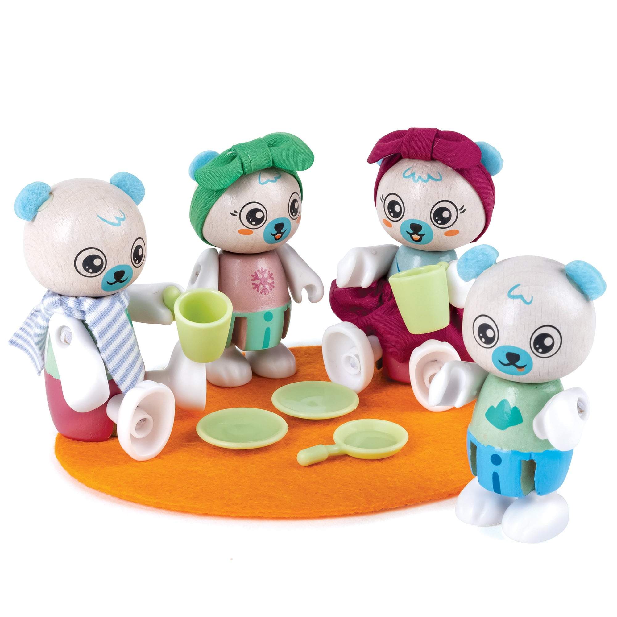 Hape: Polar Bear Family - 4 Animal Articulated Figures, Wooden Toy ...