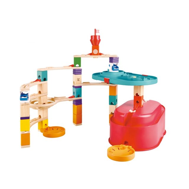 Hape Quadrilla Stack Track Bucket Wooden Marble Run Construction, 90 ...
