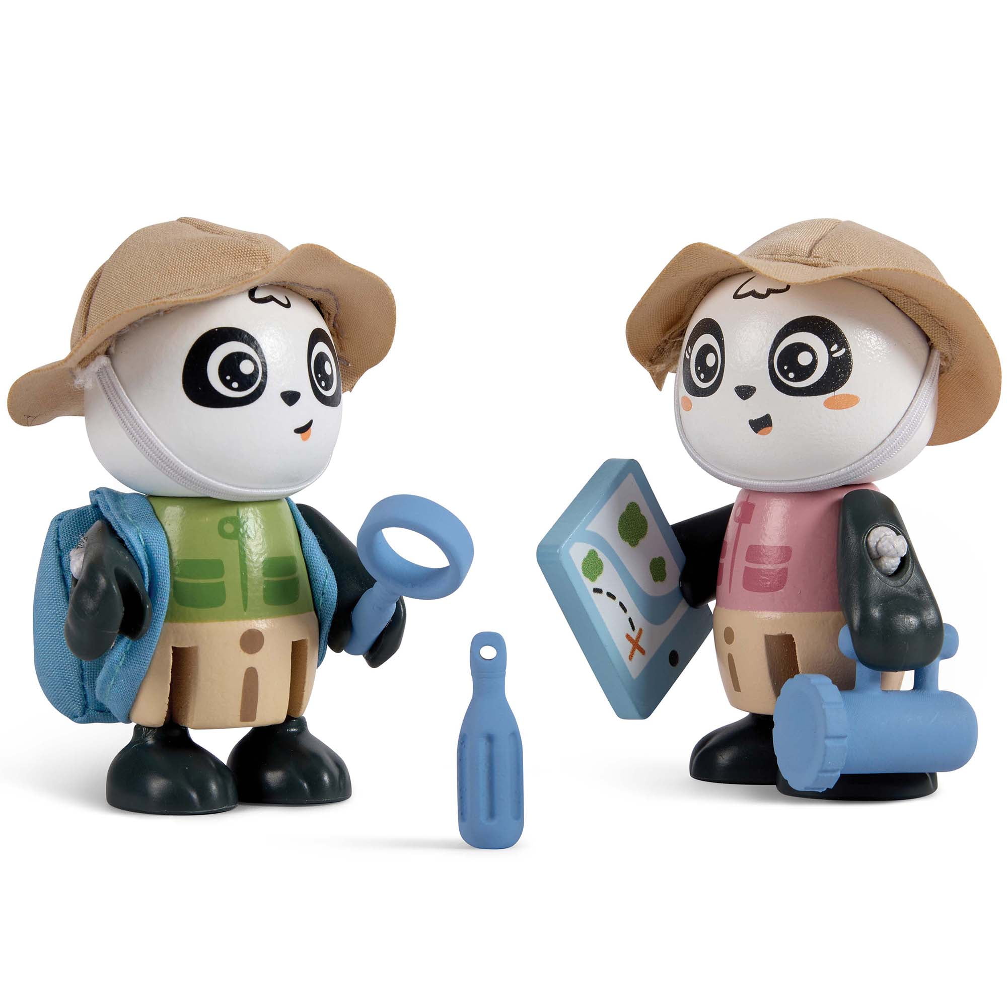 Hape: Sam & Pam Set - 2 Panda Articulated Toy Figurines, Wooden Animal ...