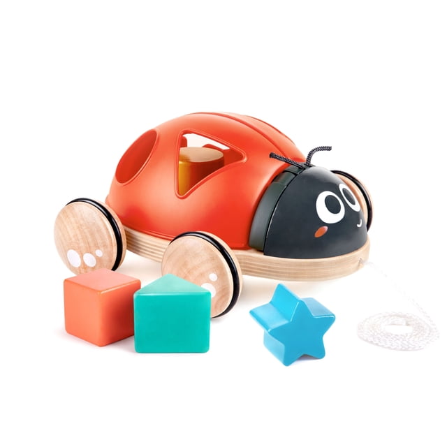 Hape Shape Sorter Pull-Along Ladybug Wooden Toddler Toy, Ages 12 mo+ ...