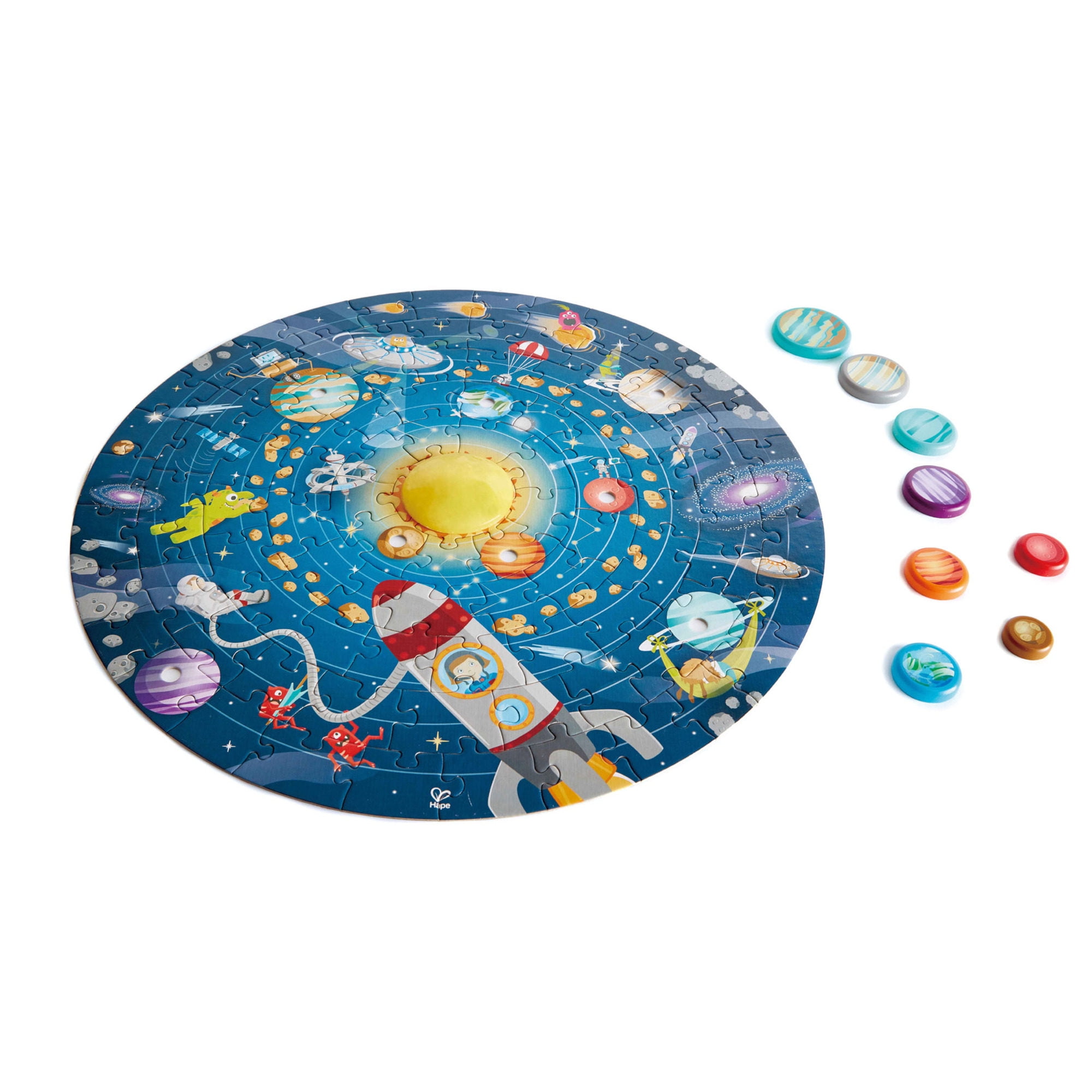 Hape Solar System Round Puzzle, 102 Large Wood Pieces - Walmart.com