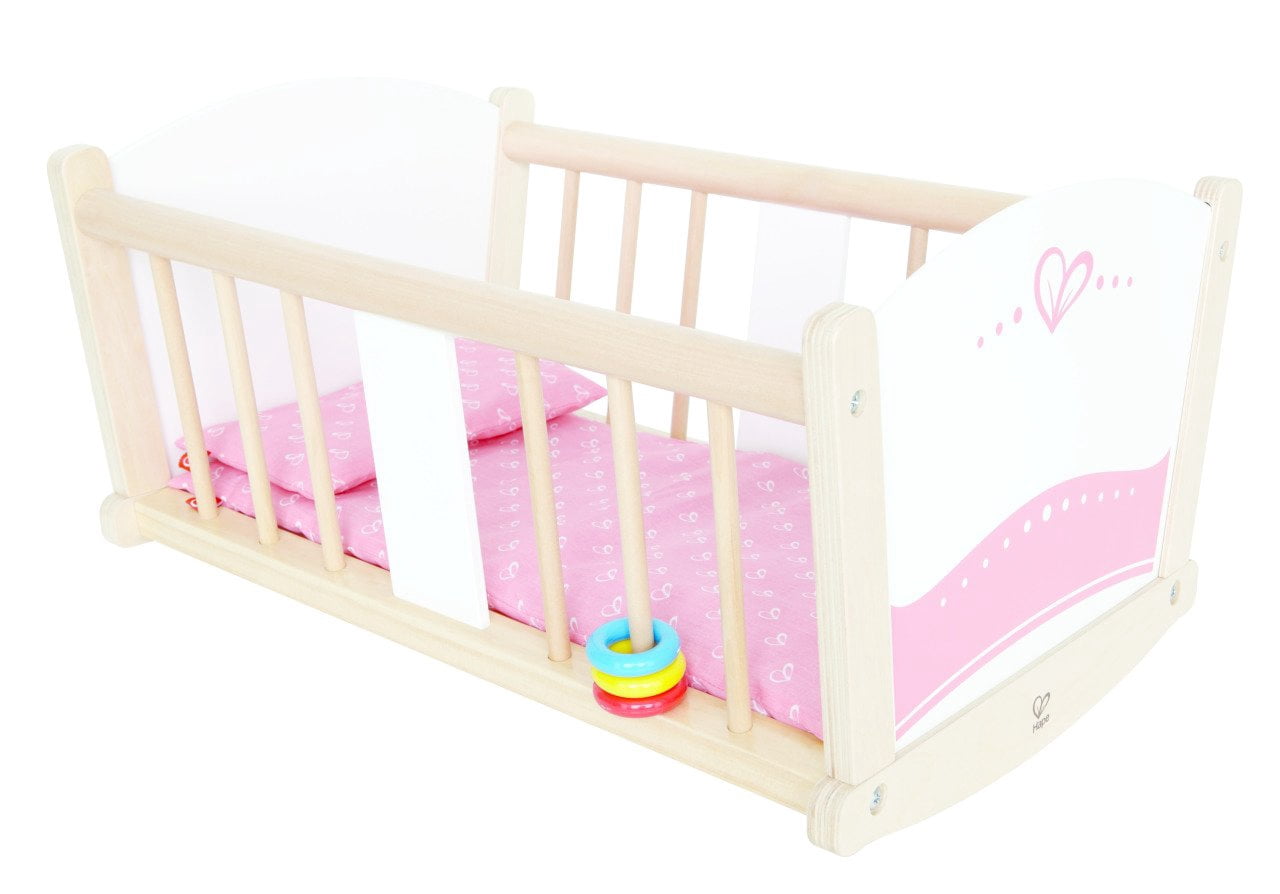 Baby Doll Cot Wooden Baby Doll Crib Set - Pink Rocking Cradle With ...