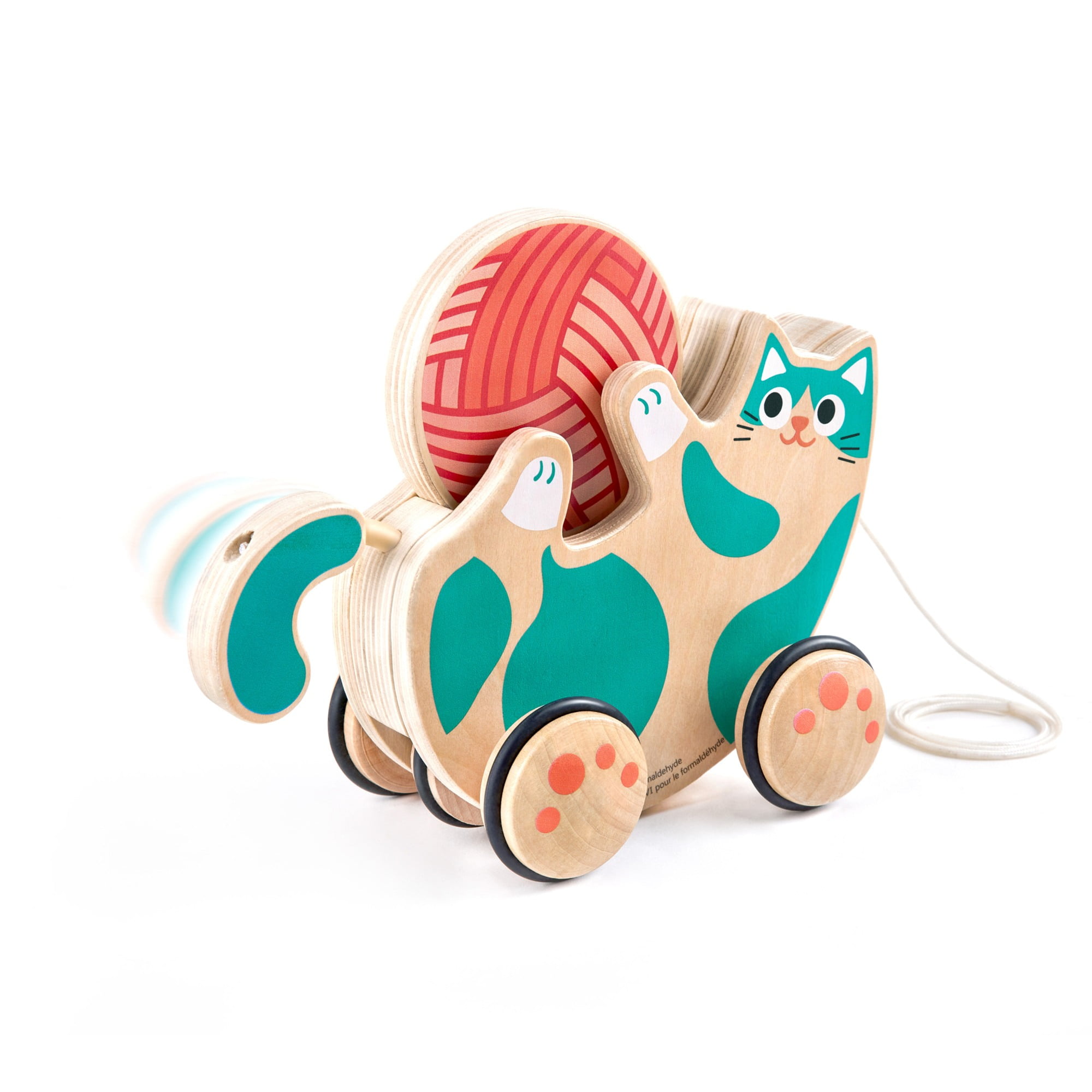 Hape Walk-A-Long Roll & Rattle Kitten in Teal for Toddlers - Walmart.com