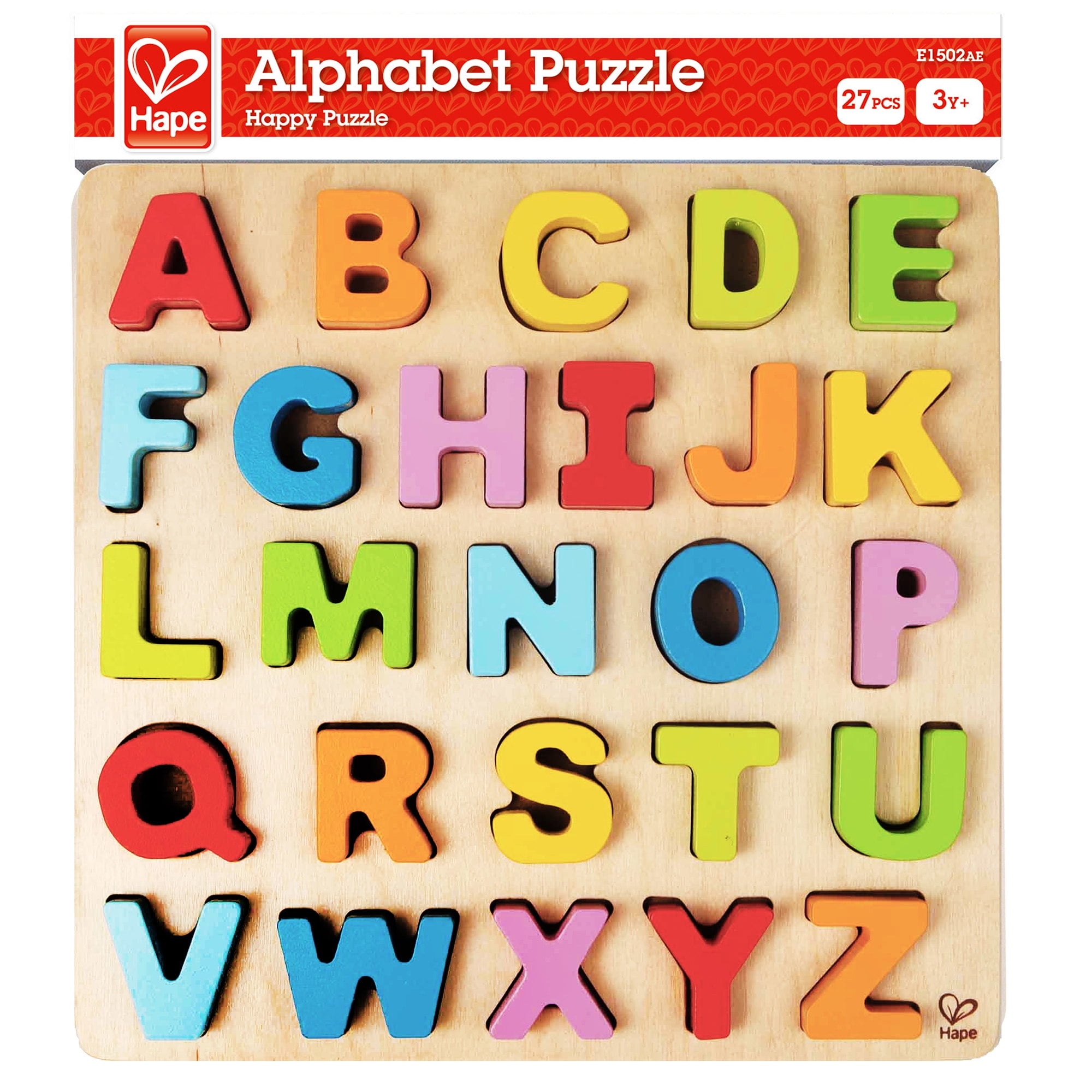 Hape Wooden Alphabet Educational Learning Puzzle for Kids Ages 3 ...