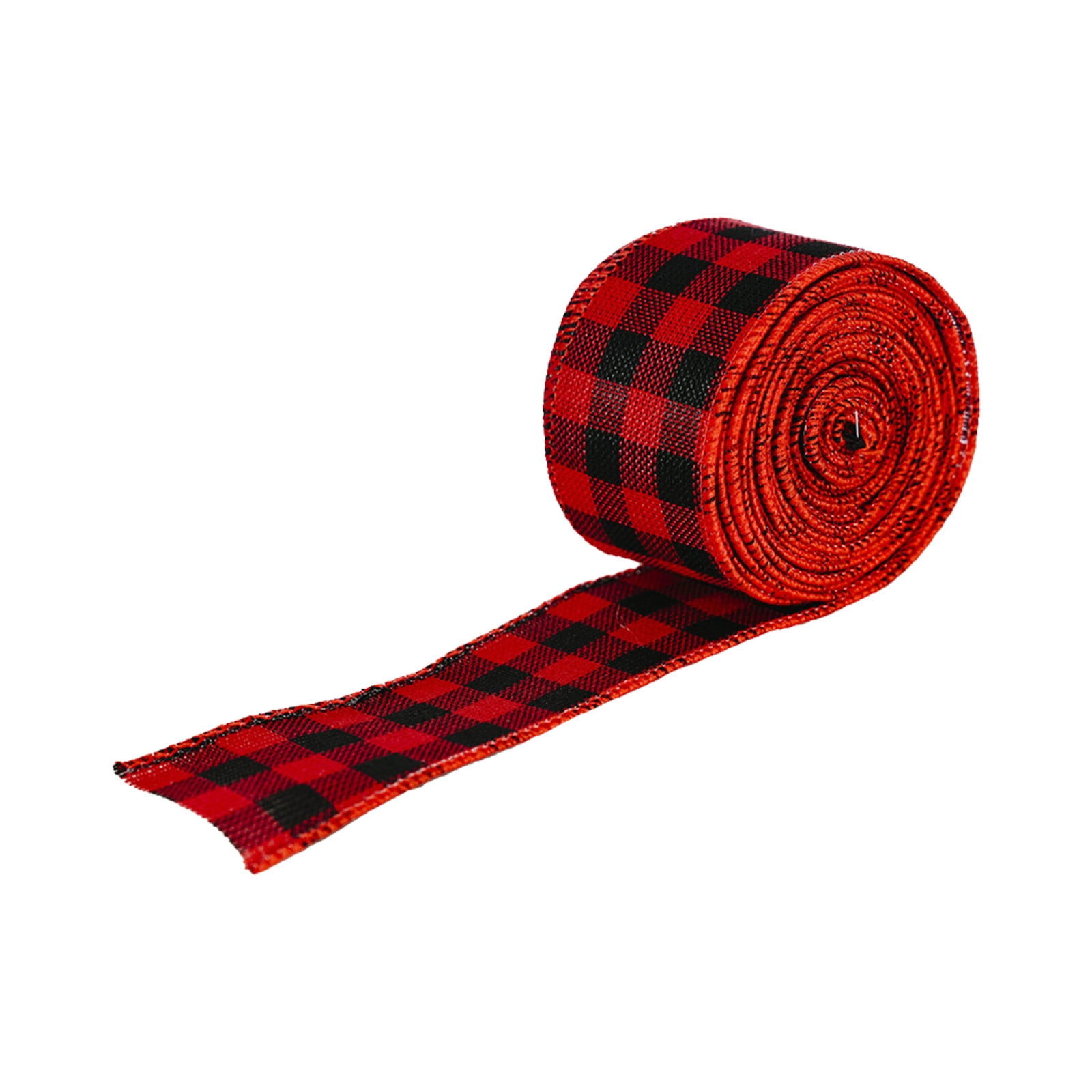 Hapeisy 1 Rolls Christmas Buffalo Plaid Ribbons Burlap Wired Edge Plaid ...