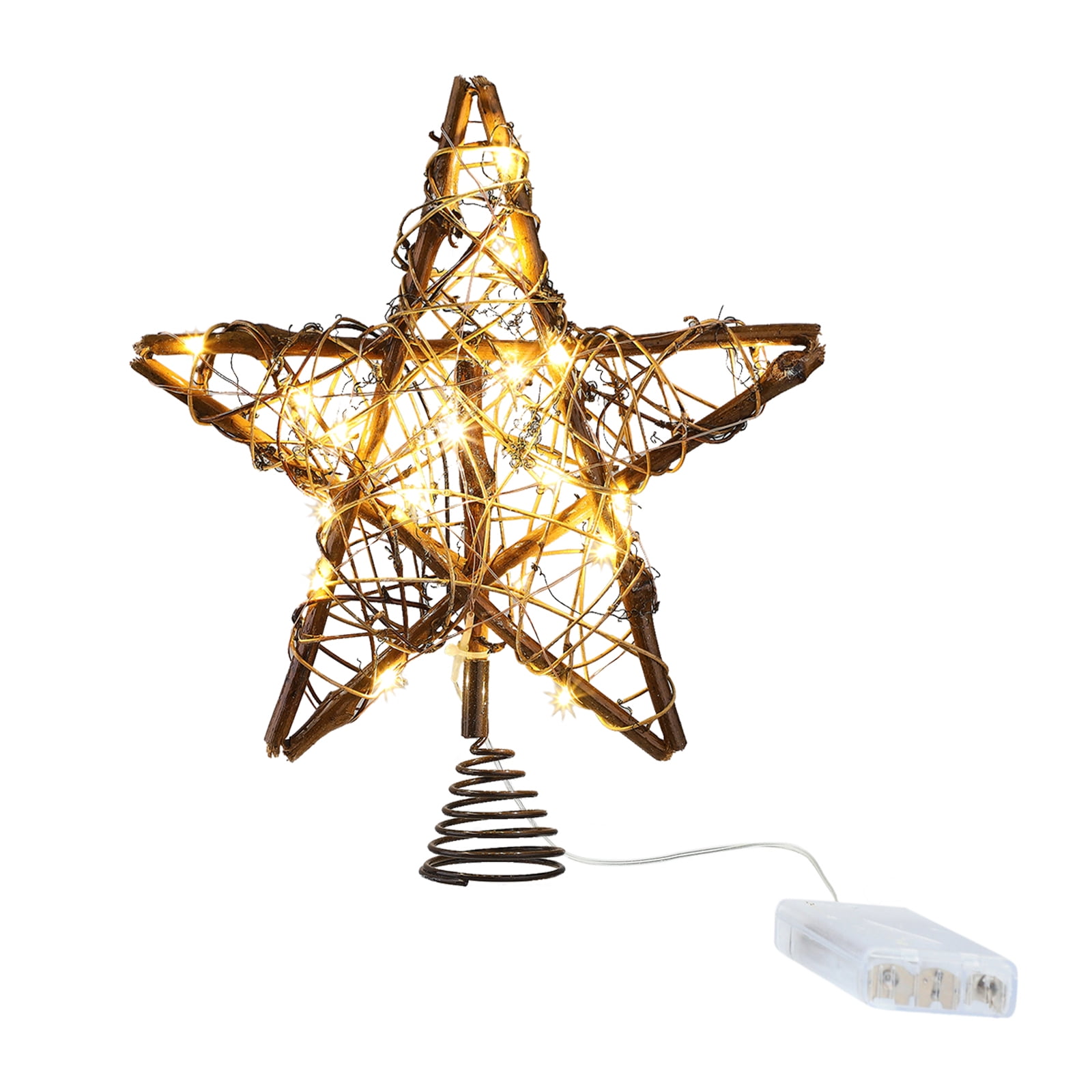 Hapeisy Christmas Tree Topper,12-inch Rattan Star Treetop，Hollow ...
