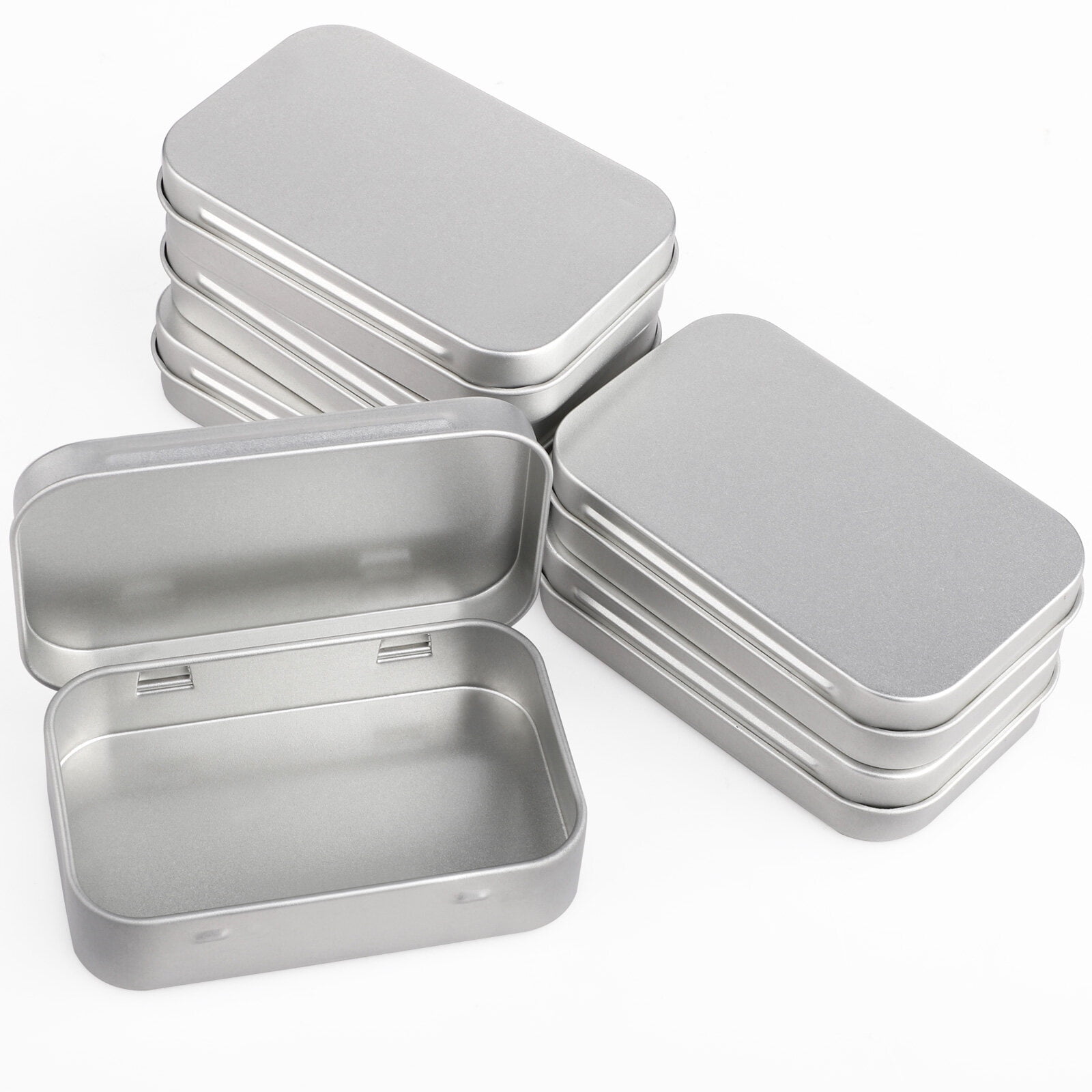 Hapeisy Mini Portable Metal Rectangular Empty Hinged Tins Small Storage ...