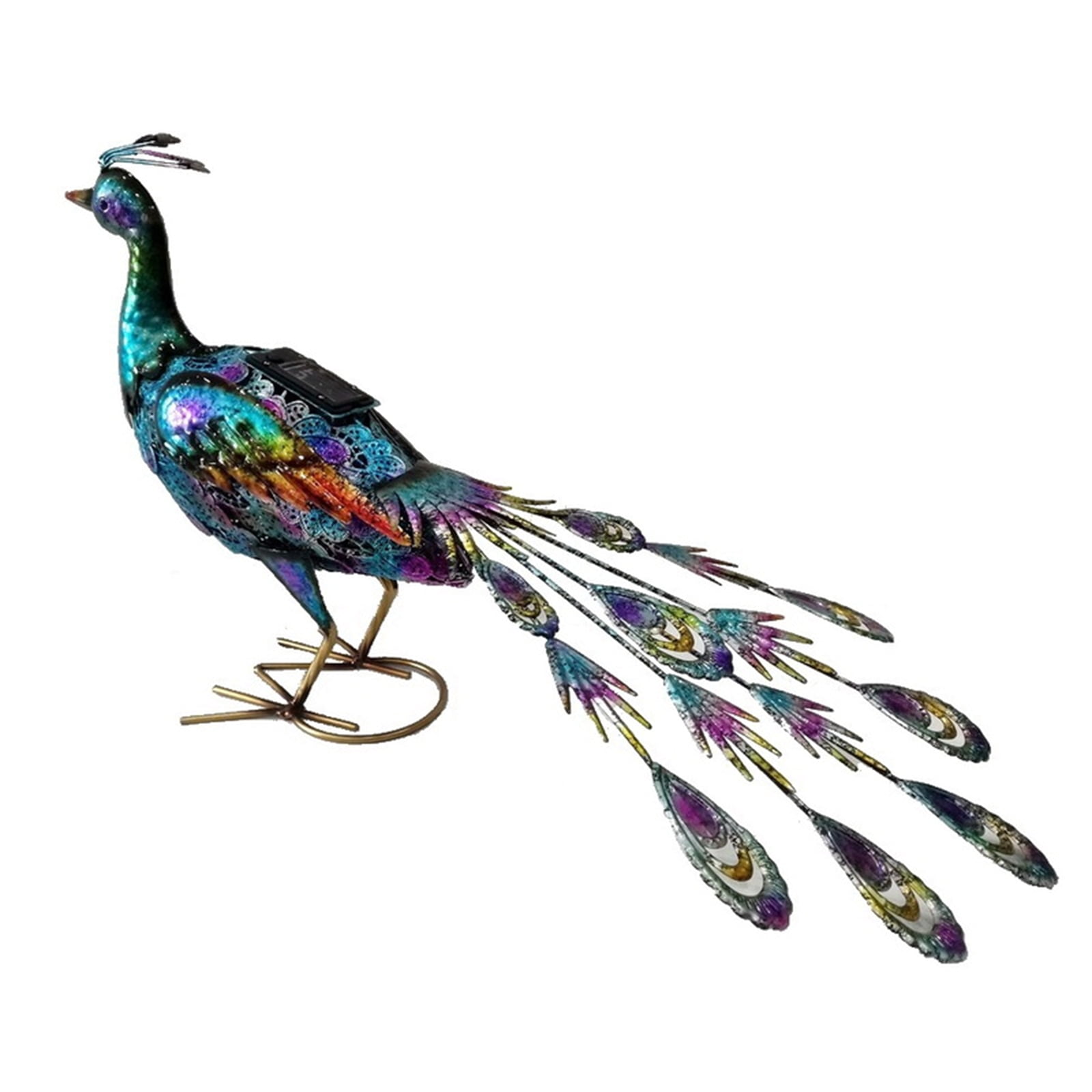 Hapeisy Peacock Garden Statues and Figurines with Solar Lights, Metal ...