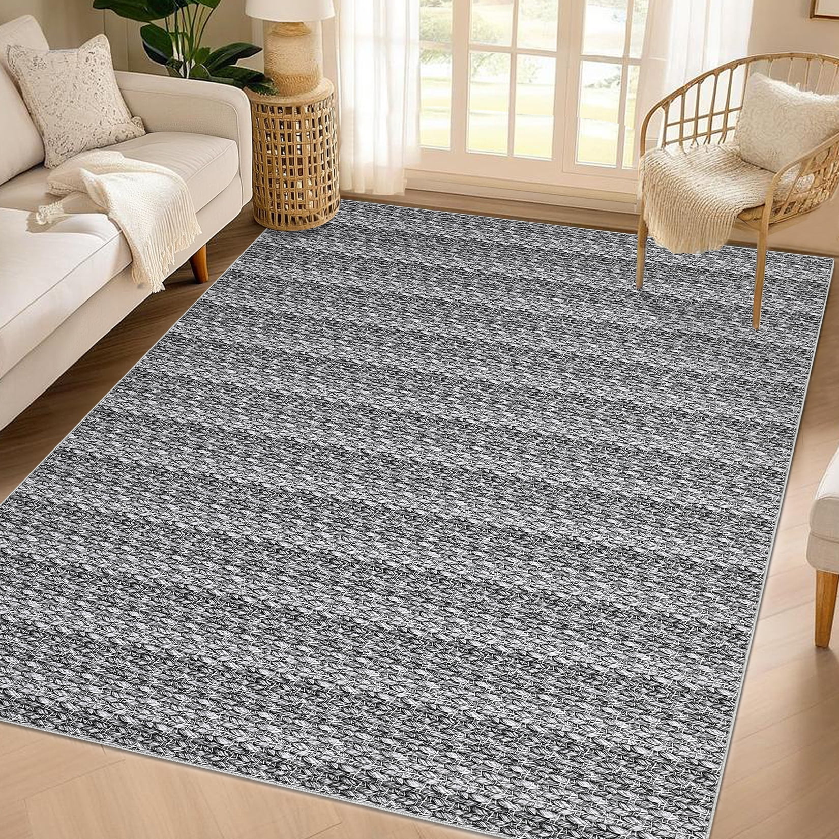 Haperlare 10'x13' Braided Solid Print Area Rugs for Living room Machine ...