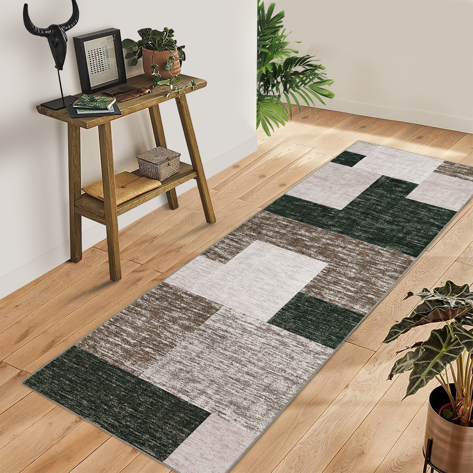 Haperlare 2'3" x 8' Brown Runner Rug Washable Mat Stain Resistant ...