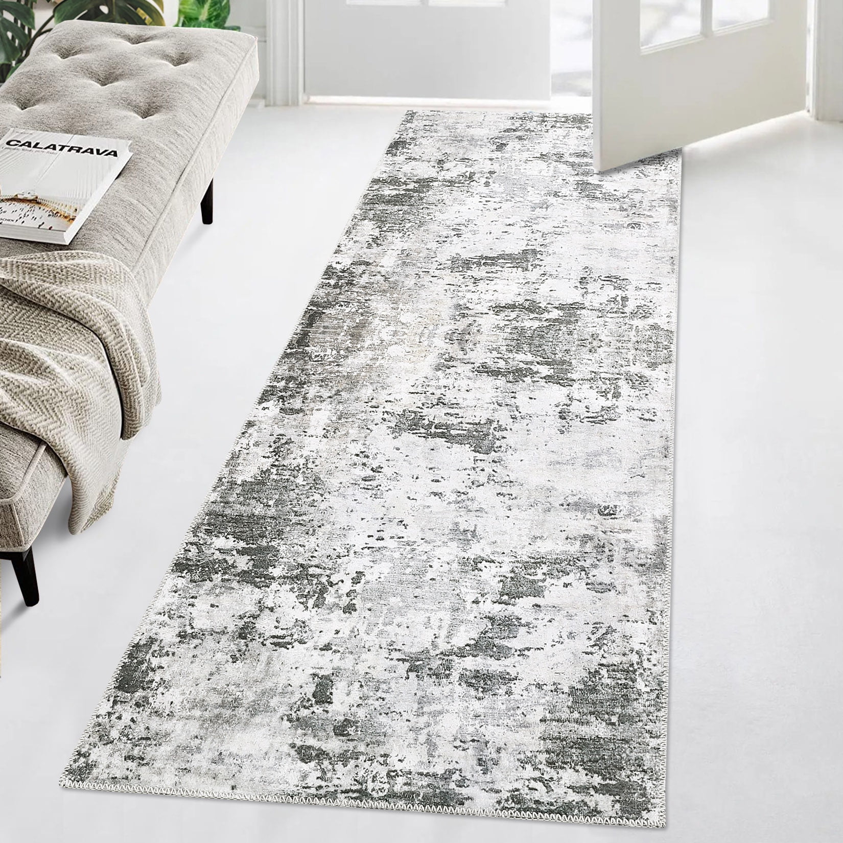Haperlare 2' x 8' Runner Rug for Living Room Modern Abstract Washable ...