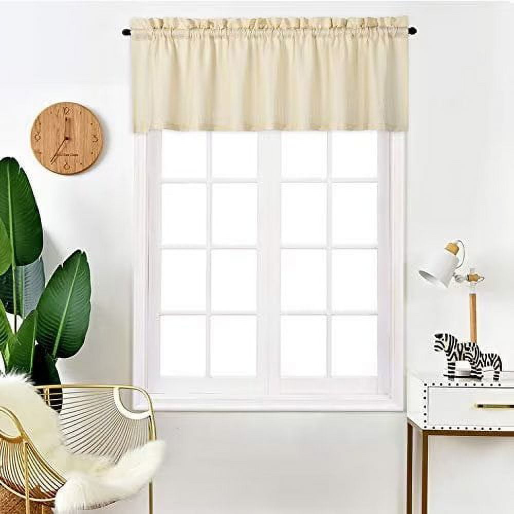 Haperlare 60"Wx15"L Farmhouse Cream Valance Cafe Kitchen Valance Waffle ...