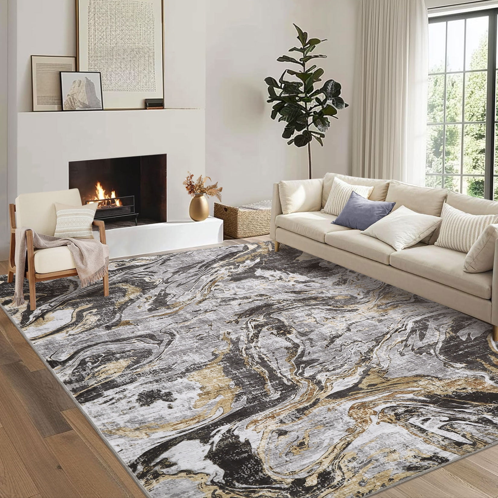 Haperlare Abstract Area Rugs Machine Washable Non Shedding Modern Rugs ...