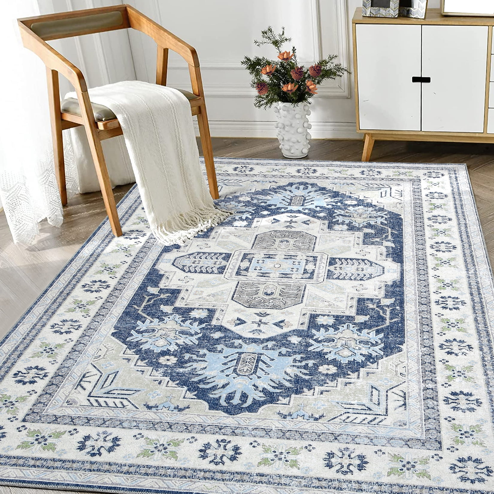 Haperlare Area Rug 4' x 6' Ultra Thin Washable Boho Rug Vintage ...