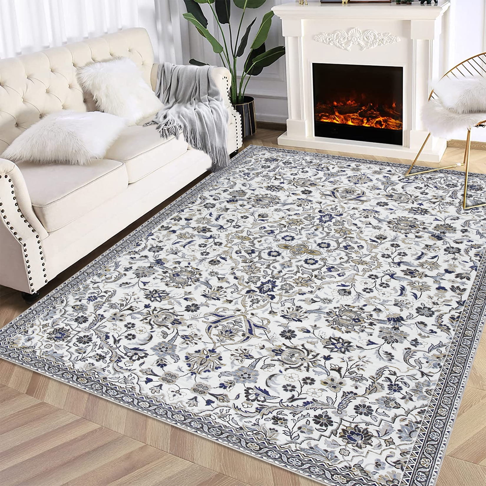 Haperlare Area Rug 5 x 7 Washable Rug Soft Tribal Carpet Vintage Floral ...