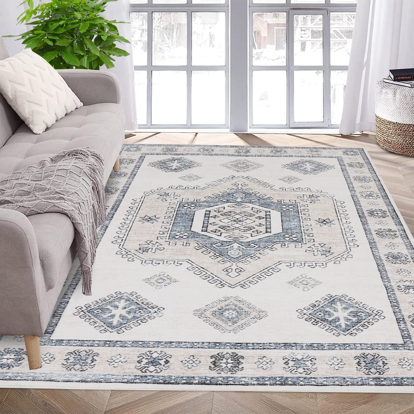 Haperlare Area Rug 8 x 10 Ft Bohemian Rug Washable Rug Non Slip Rug ...