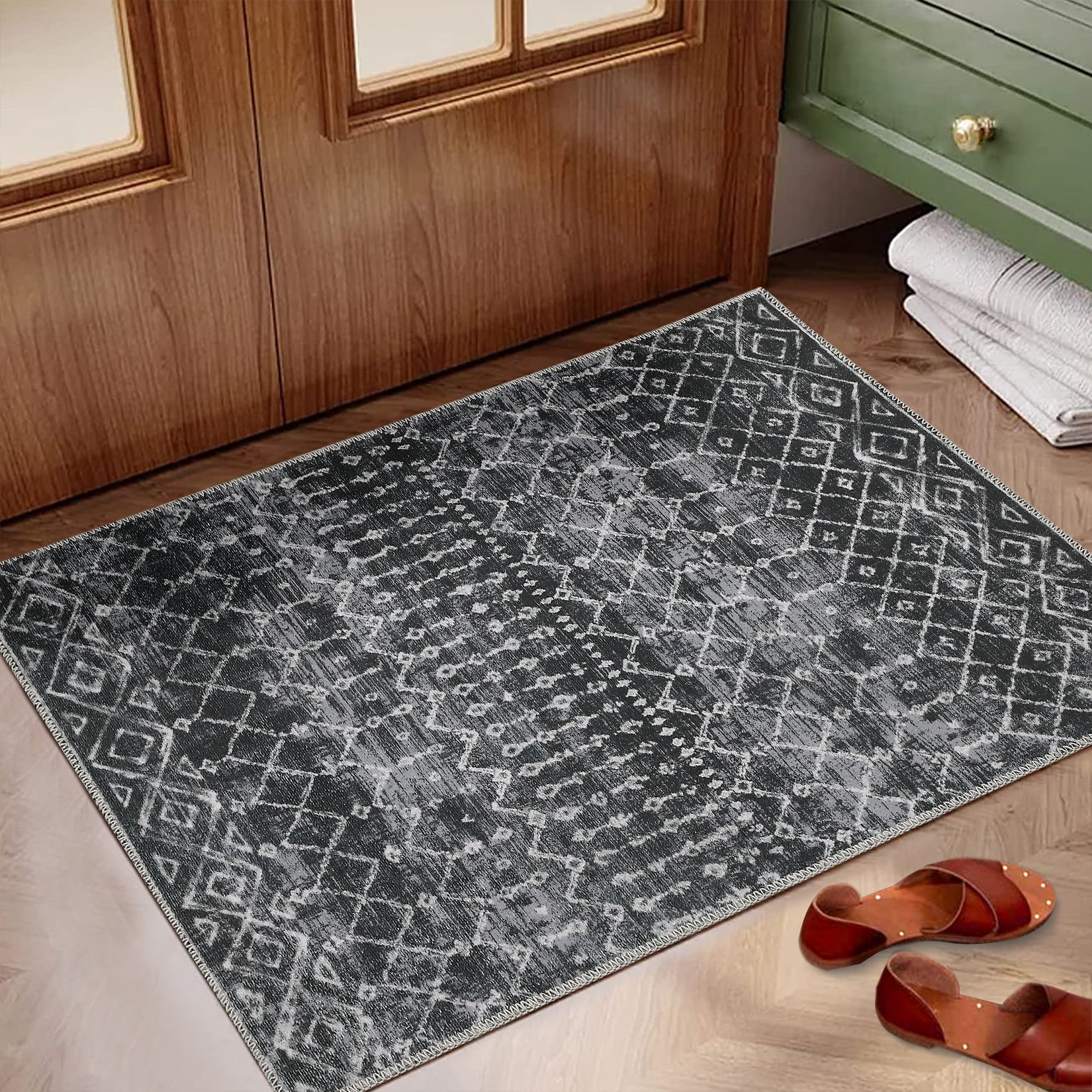 Haperlare Area Rug Boho Distressed Machine Washable Modern Geometric ...