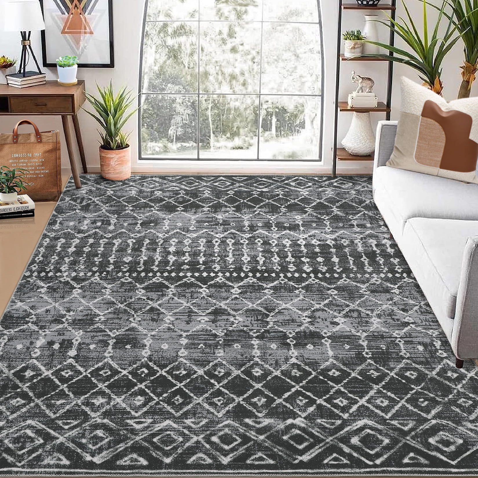 Haperlare Area Rug Boho Distressed Machine Washable Modern Geometric ...