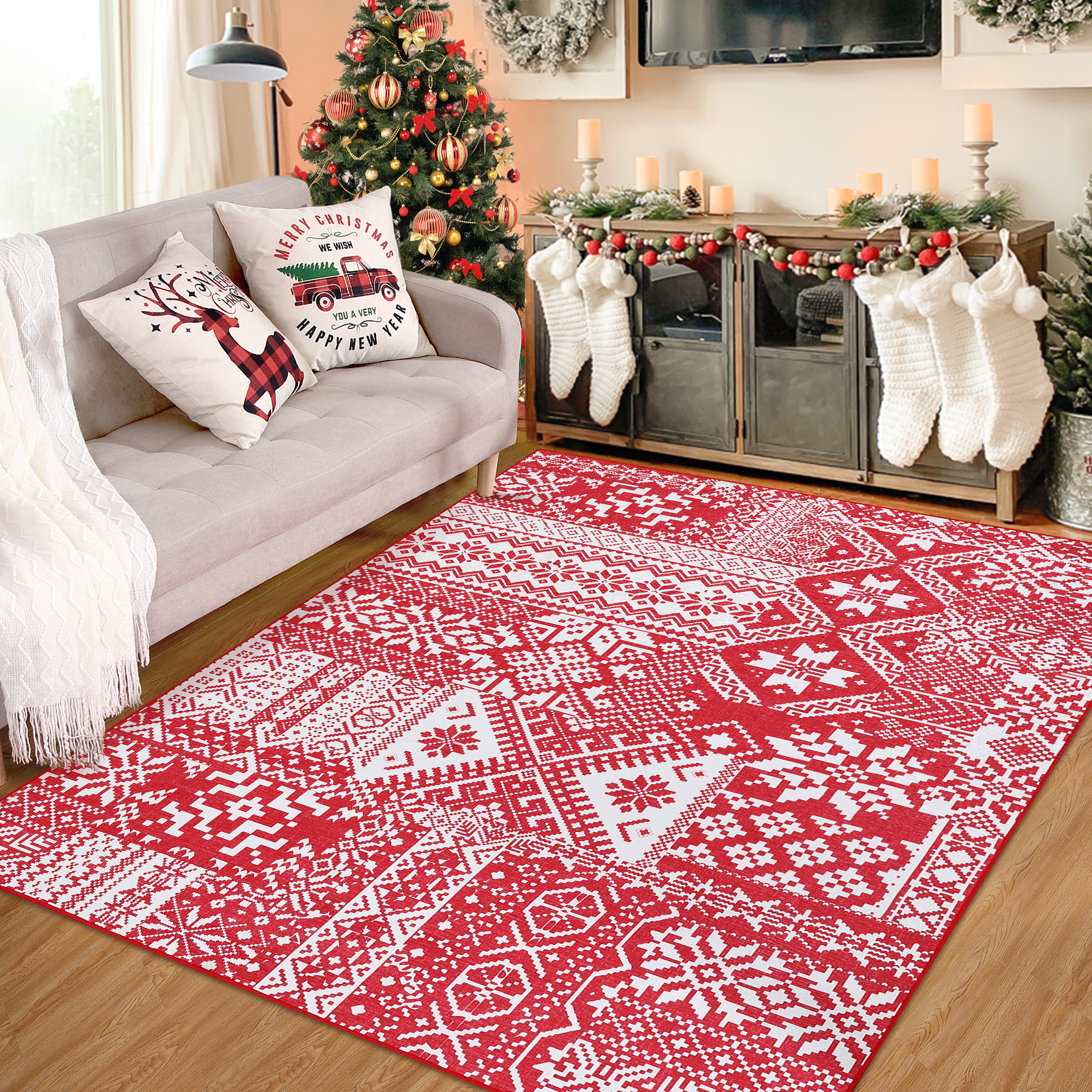 Haperlare Area Rug Christmas Washable Rugs Room Decor Carpet 4' x 6 ...