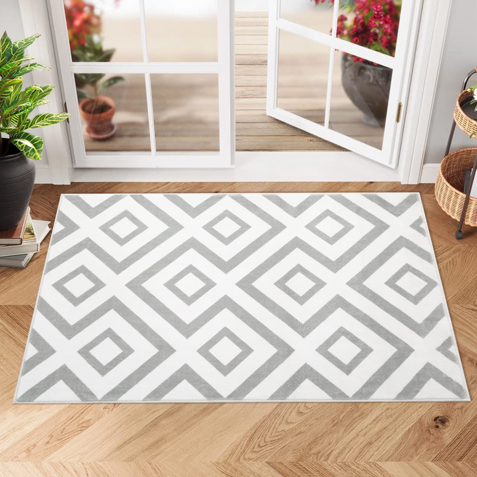 Haperlare Area Rug Modern Geometric Rug Soft Moroccan Rug, 2' x 3' Gray ...