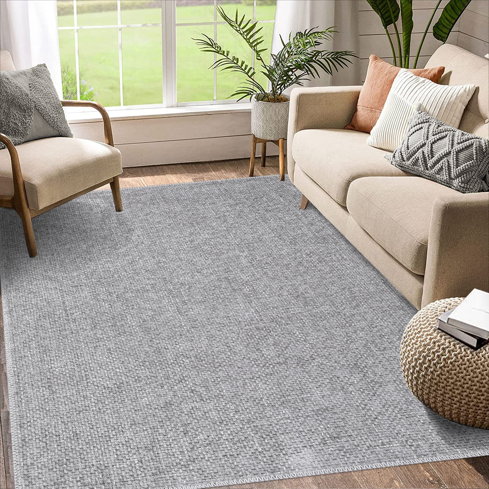 Haperlare Area Rug Modern Solid Textured Machine Washable Rug ...