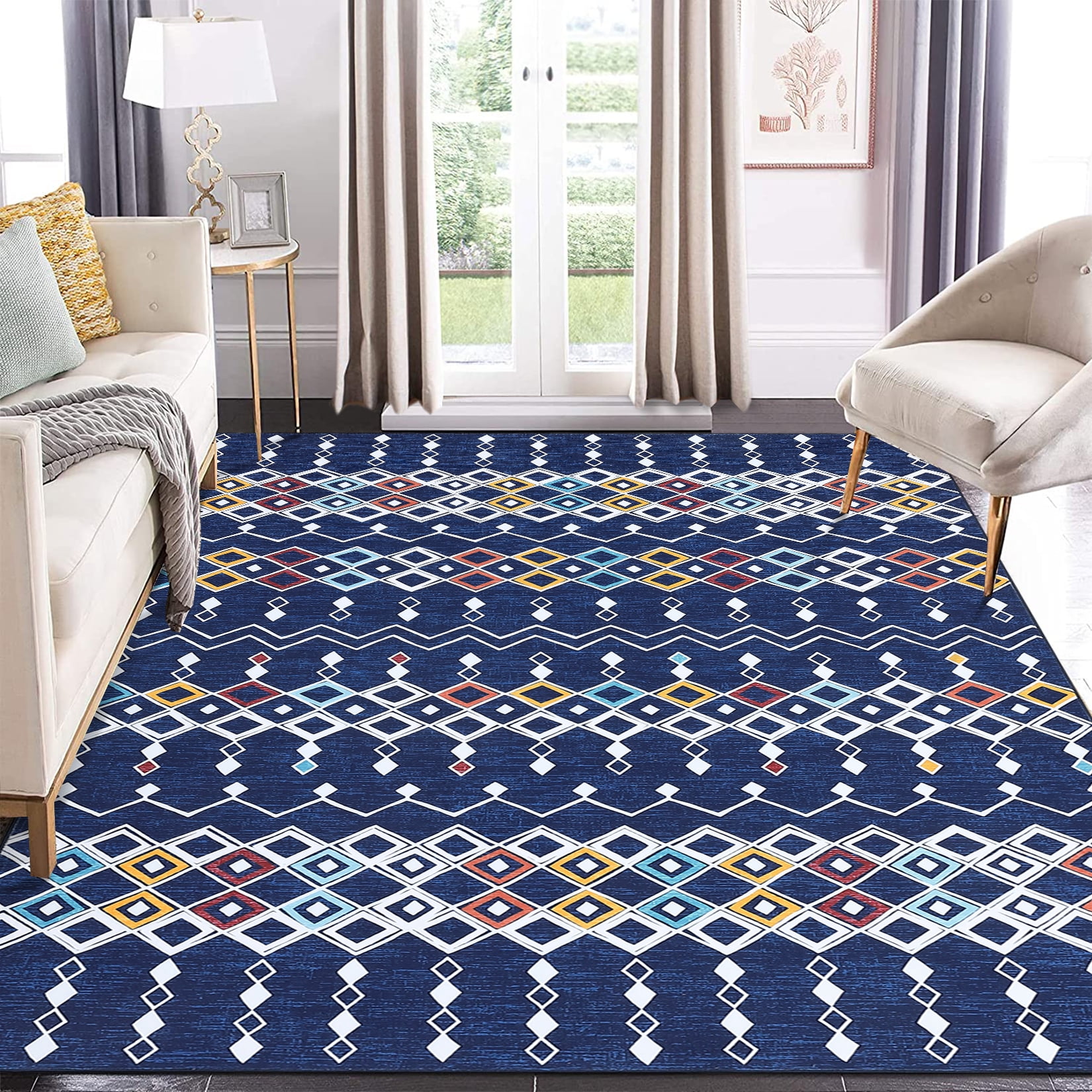 Haperlare Area Rug Moroccan Rugs Non-Slip Rubber Backing Stain ...