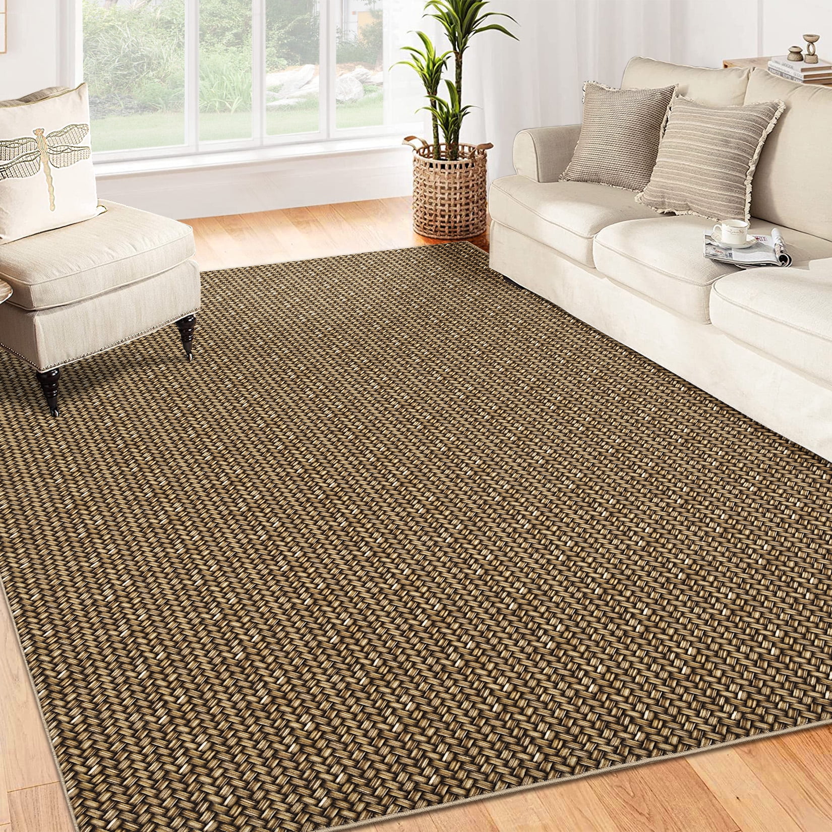 Haperlare Area Rugs Farmhouse Braided Print Stain-Resistant Rugs for ...