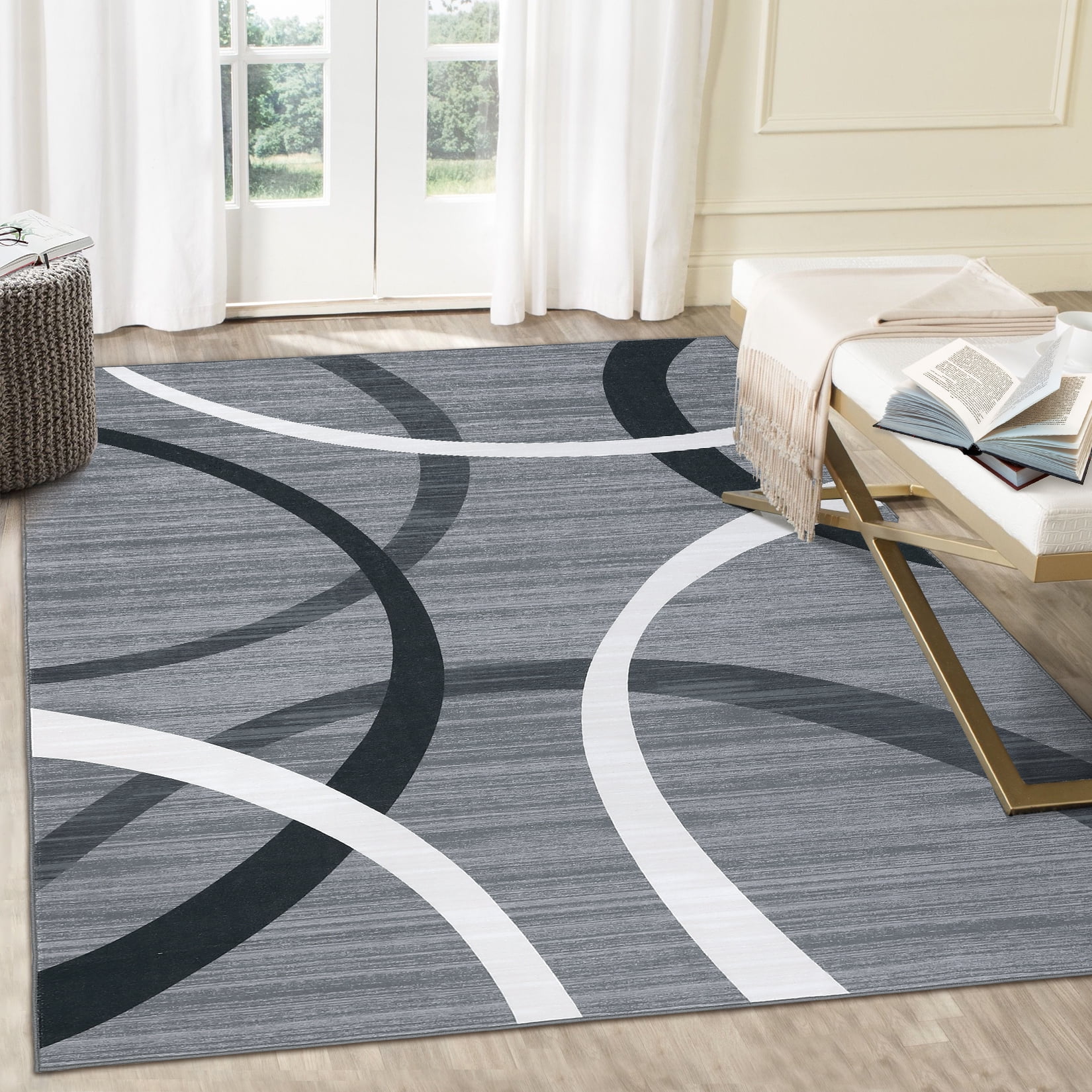 Haperlare Area Rugs Machine Washable Contemporary Non Slip Ultra-Thin ...