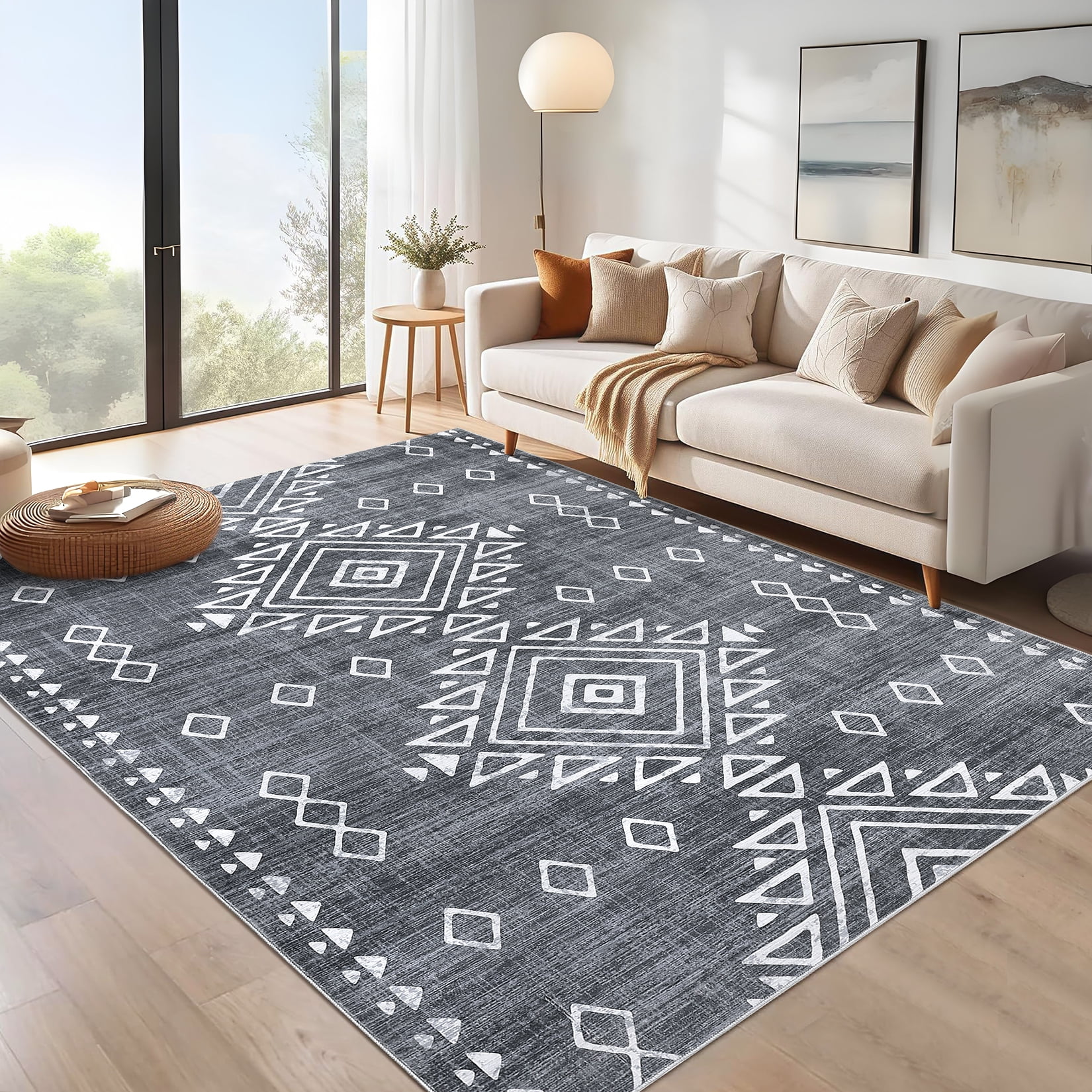 Haperlare Area Rugs for Living Room Geometric Washable Ultra-Thin Rugs ...