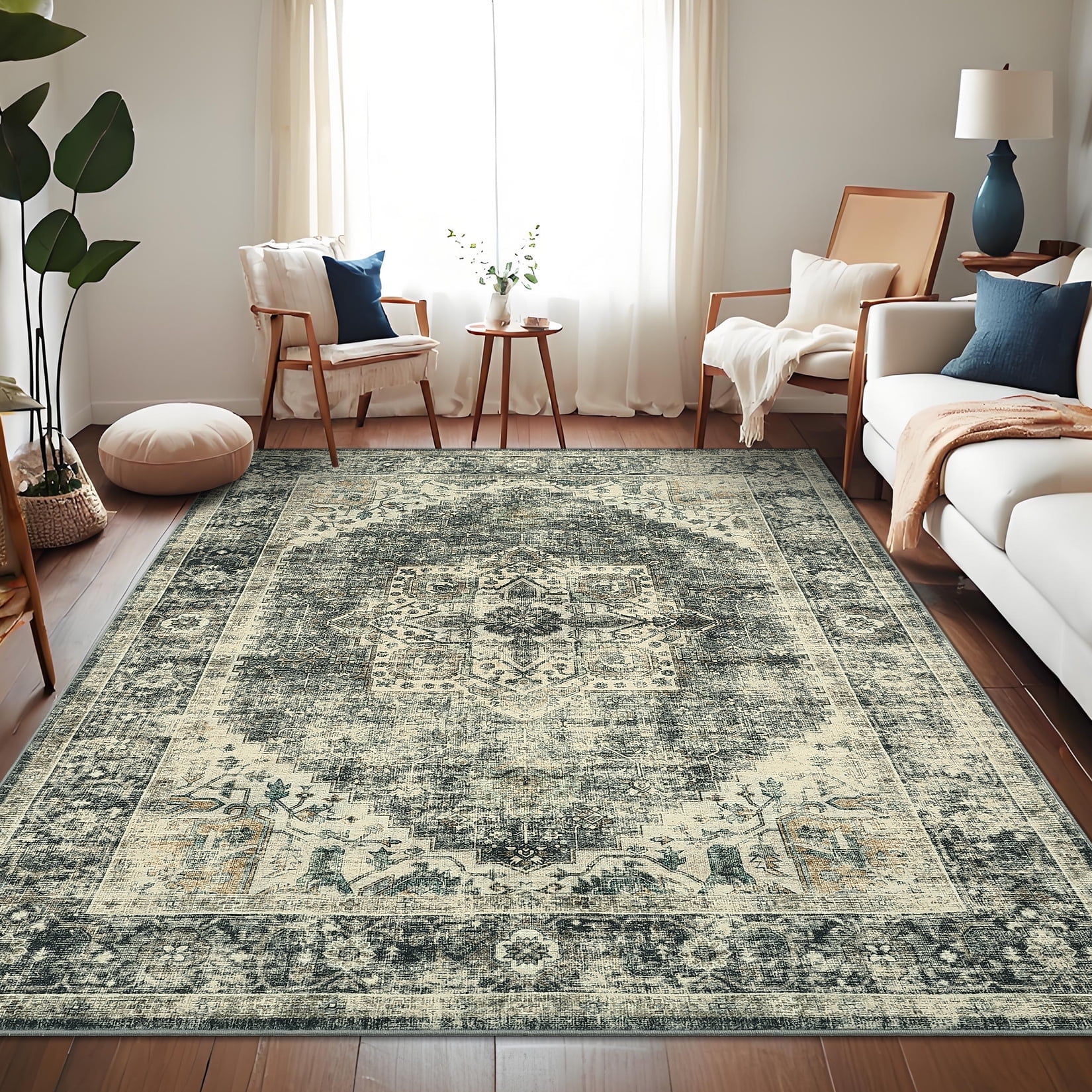 Haperlare Vintage Distressed Washable Area Rugs for Living Room 8'x10 ...