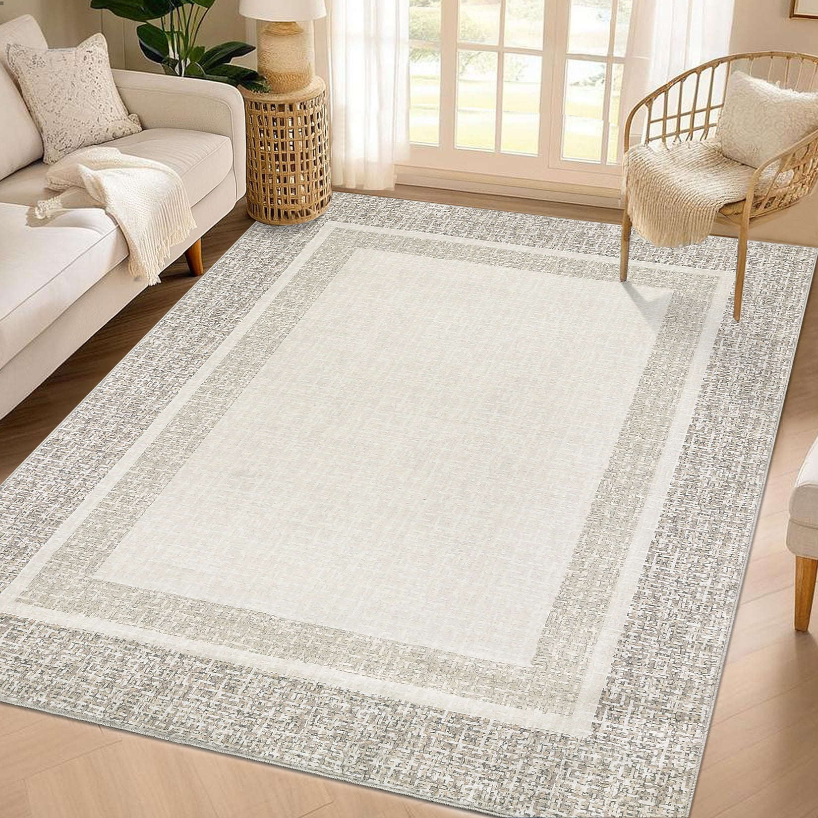 Haperlare Bordered Area Rugs for Living Room Washable Soft Rugs for ...