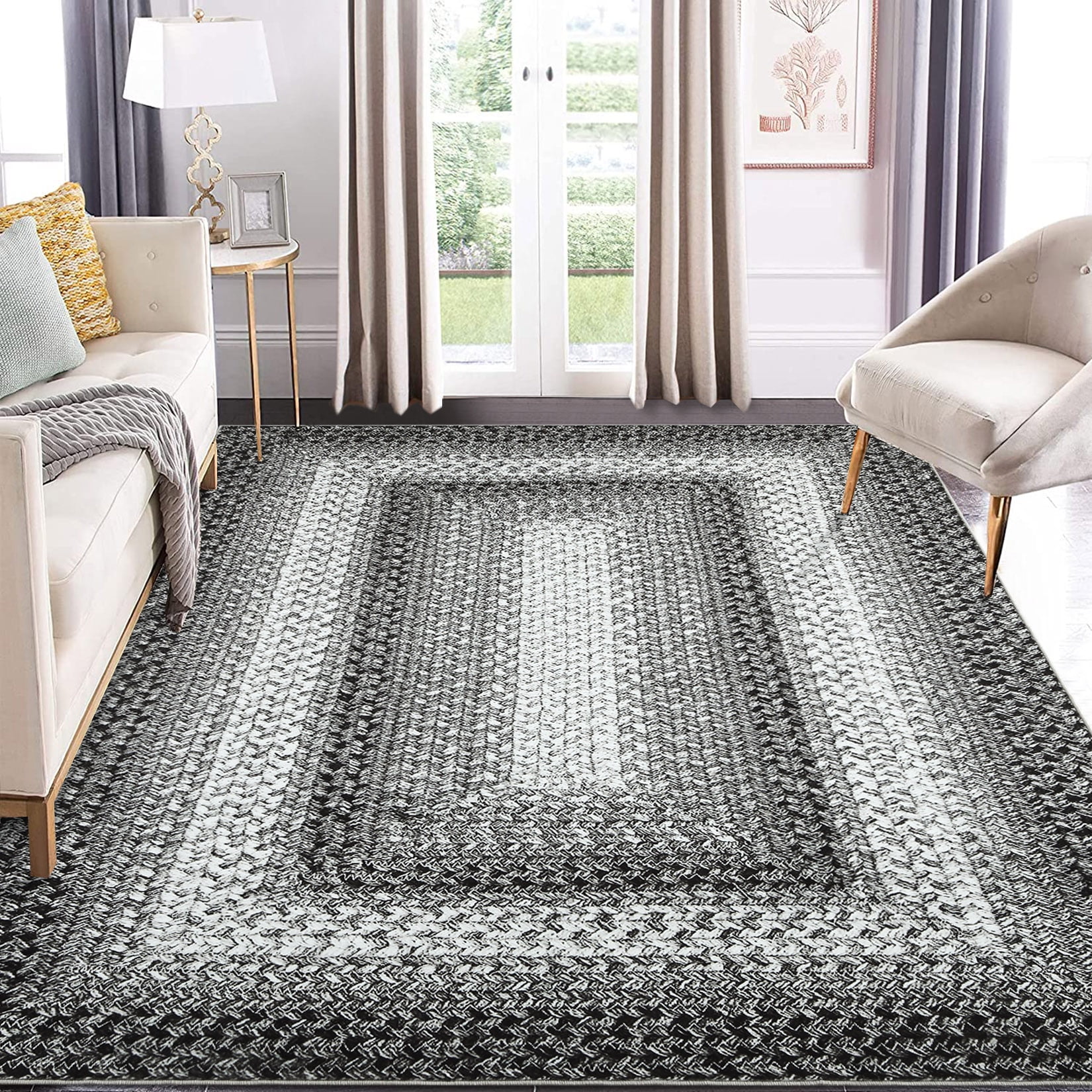 Haperlare Braided Print Boho Rug Living Room Area Rug Modern Geometric ...