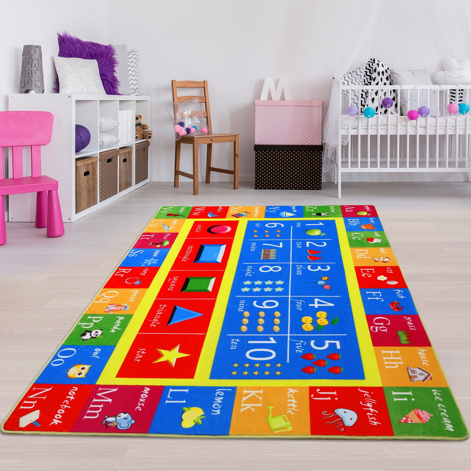 Haperlare Chidren Washable Area Rugs Kids Playmat Alphabet Numbers ...