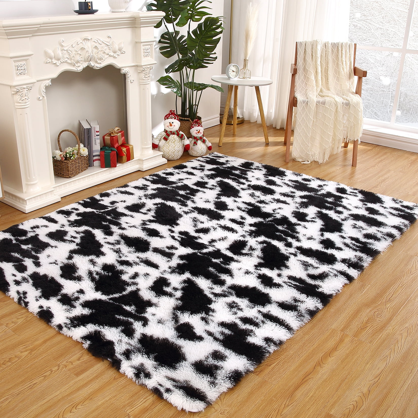 Haperlare Fluffy Faux Fur Area Rug, Non-Slip Shaggy Velvet Carpet for ...